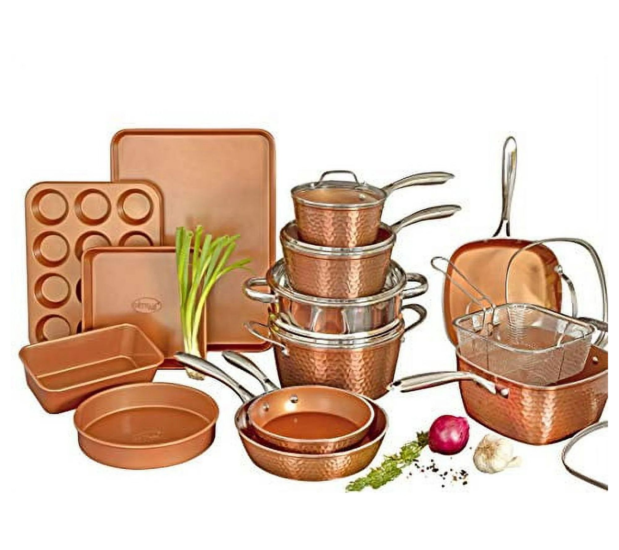 Gotham Steel Hammered 20 Piece Nonstick Cookware Bakeware Set - QVC.com