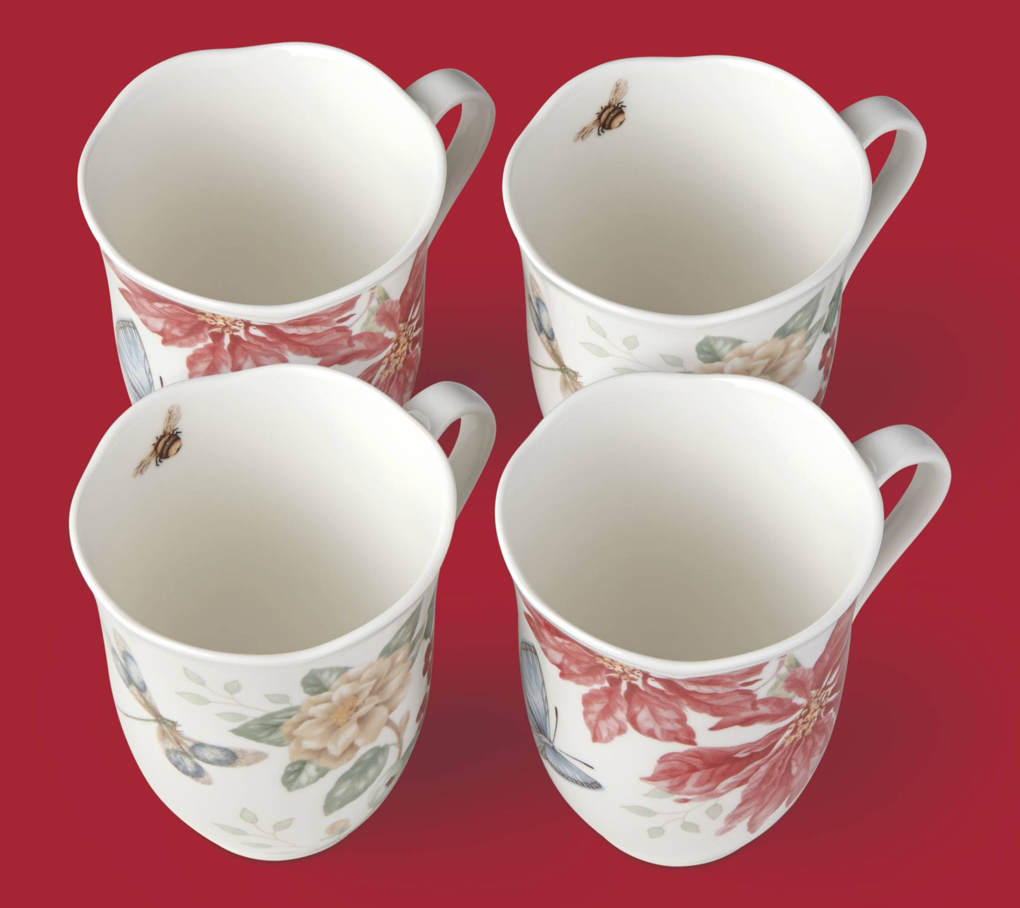 Lenox Butterfly Meadow Holiday 4-Piece Mug Set - QVC.com
