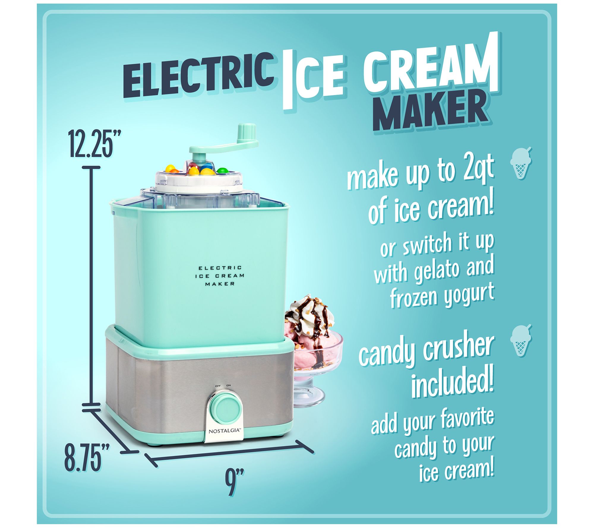 Nostalgia Electric Ice Cream Maker with Candy Crusher - QVC.com
