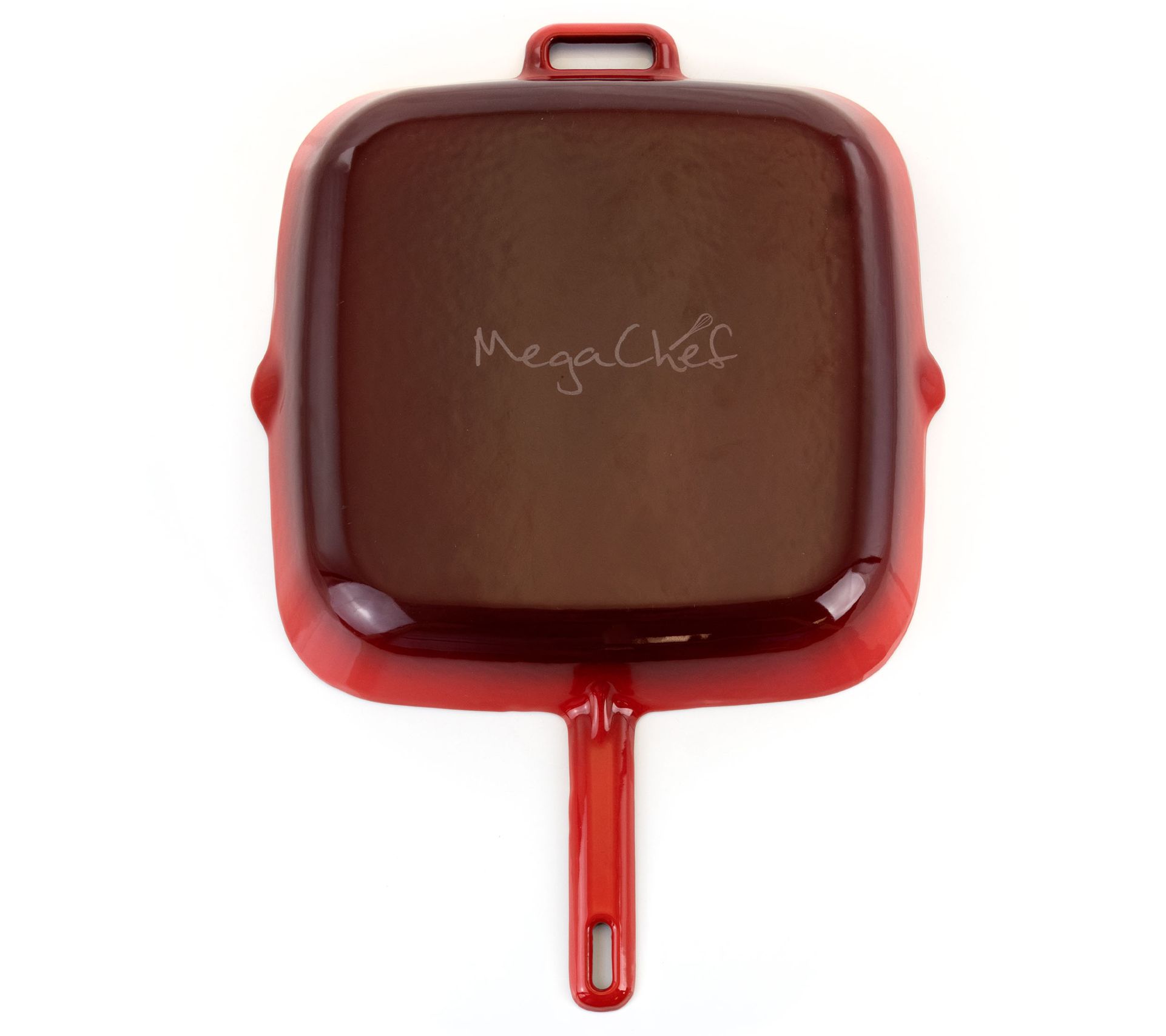 MegaChef 11" Square Enamel Cast Iron Grill Panand Press - QVC.com