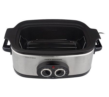 CooksEssentials 8 Quart Roaster Oven & Slow Cooker with Glass Lid - QVC.com