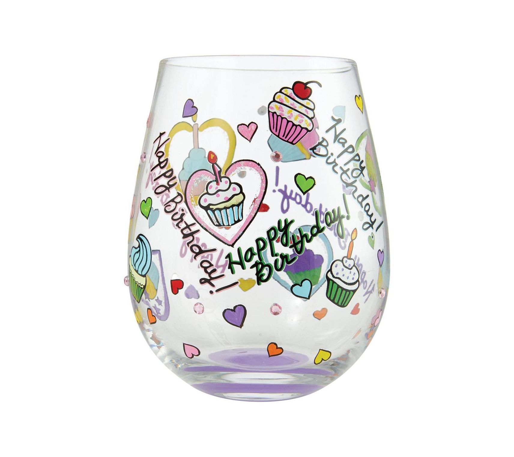 Enesco Lolita Birthday Cupcakes Stemless Wine Glass - QVC.com