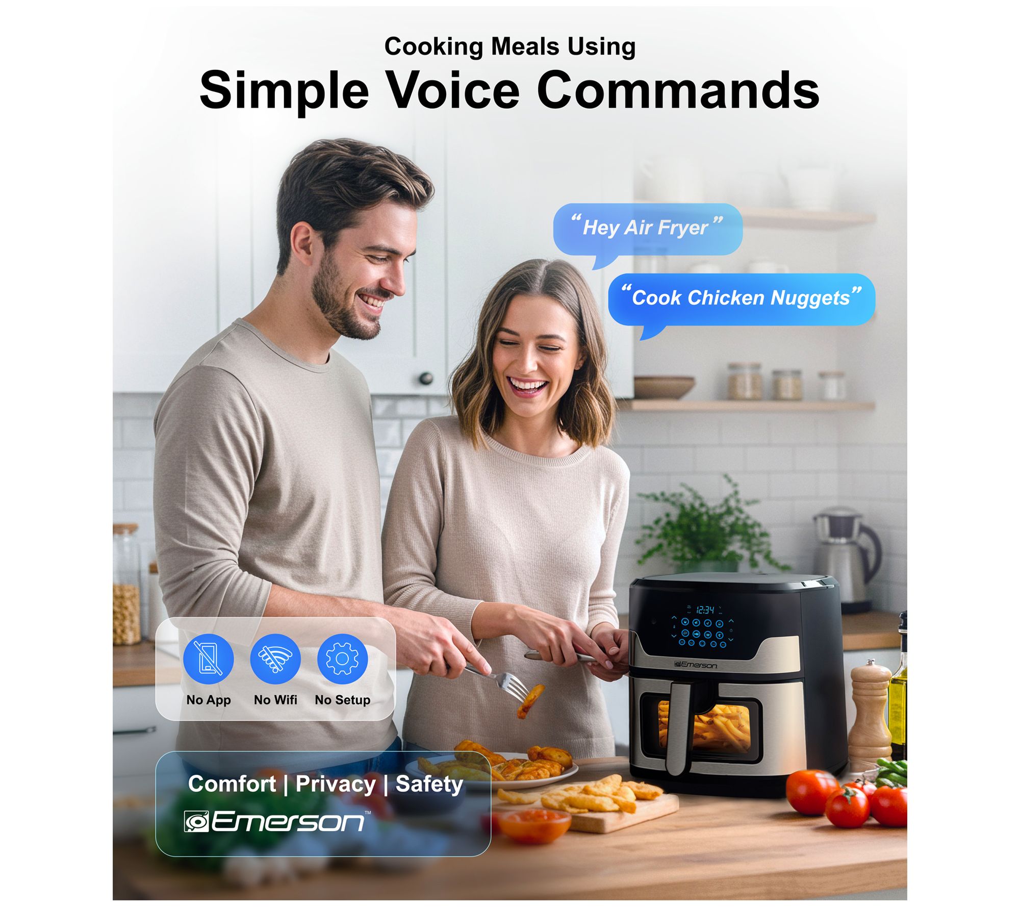 "As Is" Emerson SmartVoice Pro Voice Activated 5.3-Qt Air Fryer - QVC.com