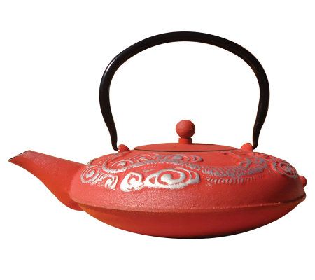 Old Dutch Red/Silver Teapot 40-oz - QVC.com
