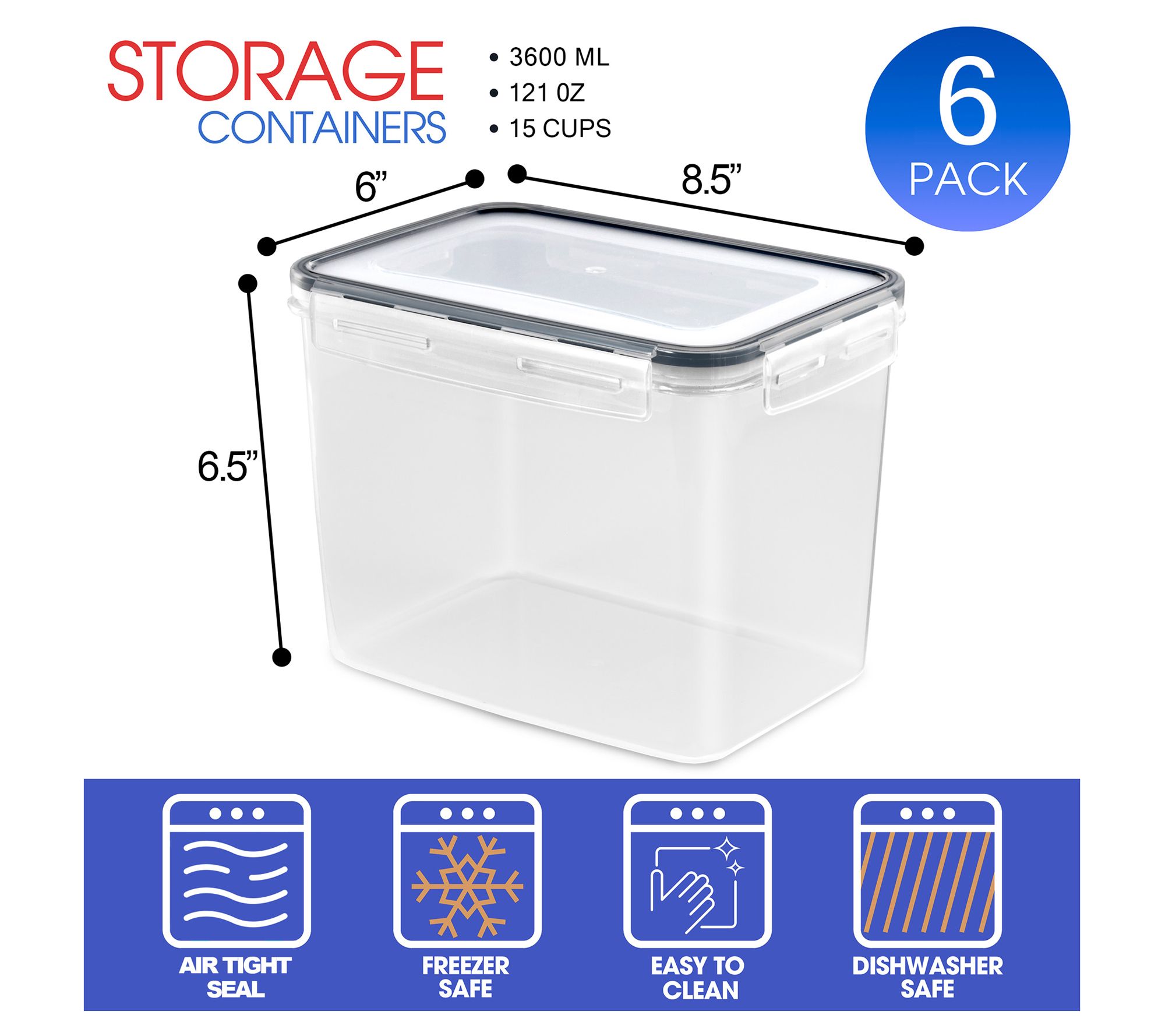 Sorbus Food Storage Containers with Airtight Lids 6-Pack - QVC.com