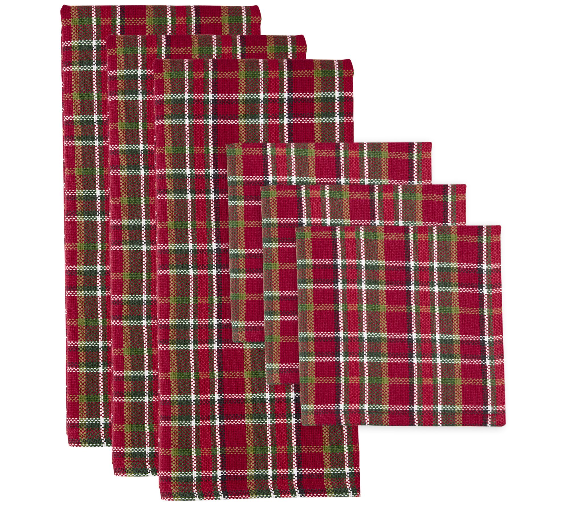 Design Imports 6-Piece Tartan Plaid Towel & Dishcloth Set - QVC.com