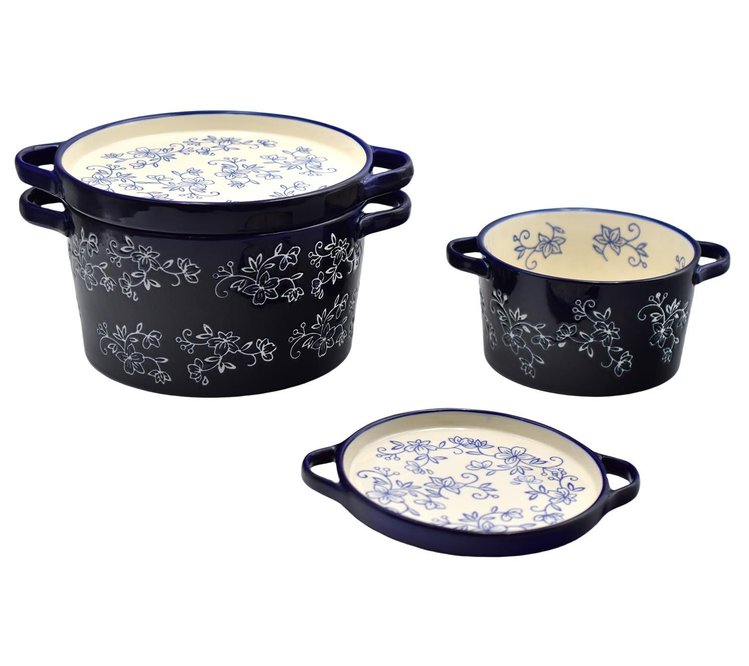Temp-tations Floral Lace Set of (2) Bakers w/ Deep Dish Lid-Its - QVC.com