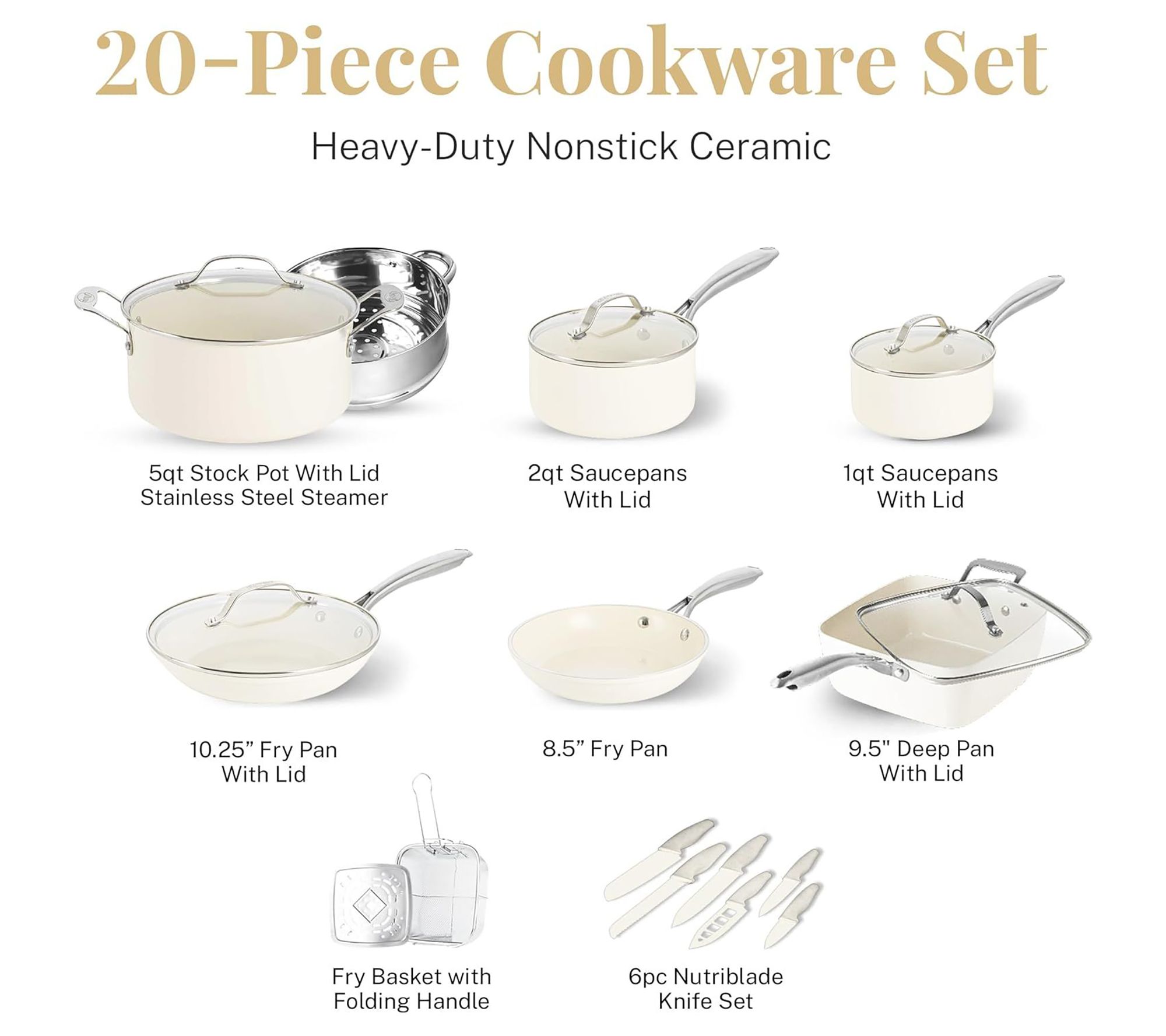 Gotham Steel Naturals 20-pc Nonstick Cookware Set & Knife Set - QVC.com