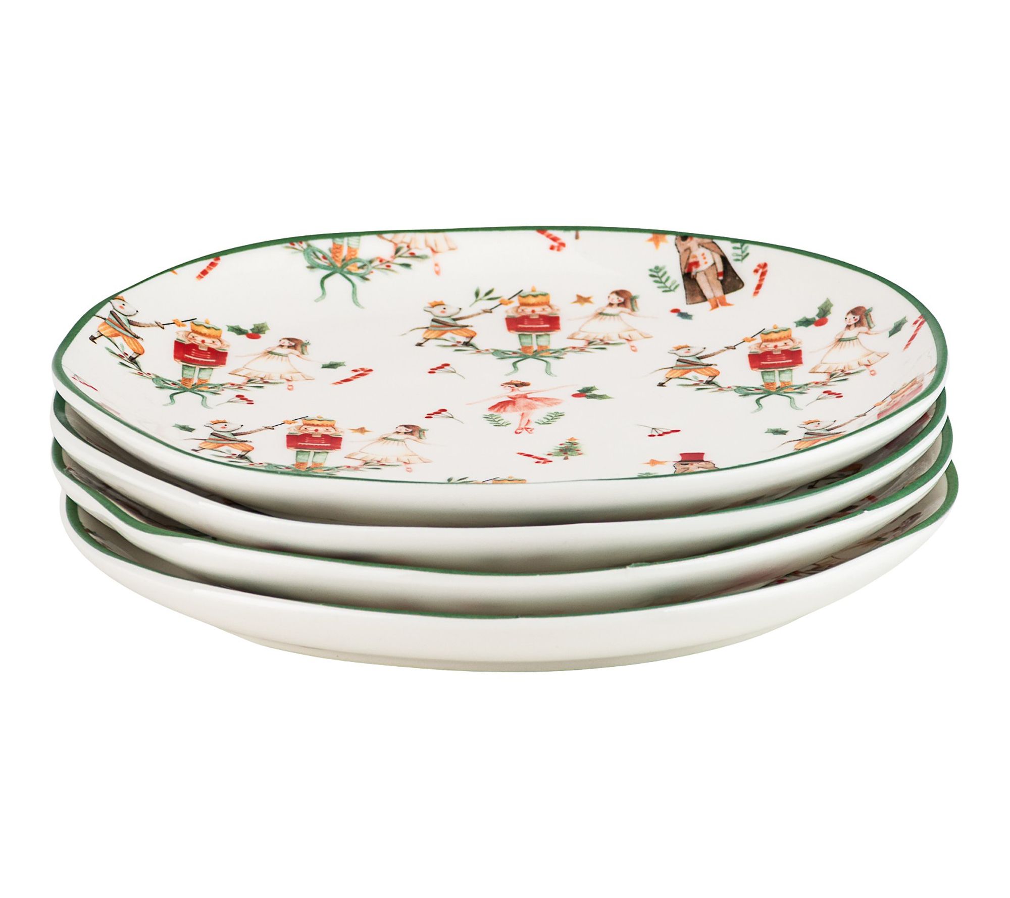 10 Strawberry Street Set Of 4 Bella Holiday Appetizer Plates QVC
