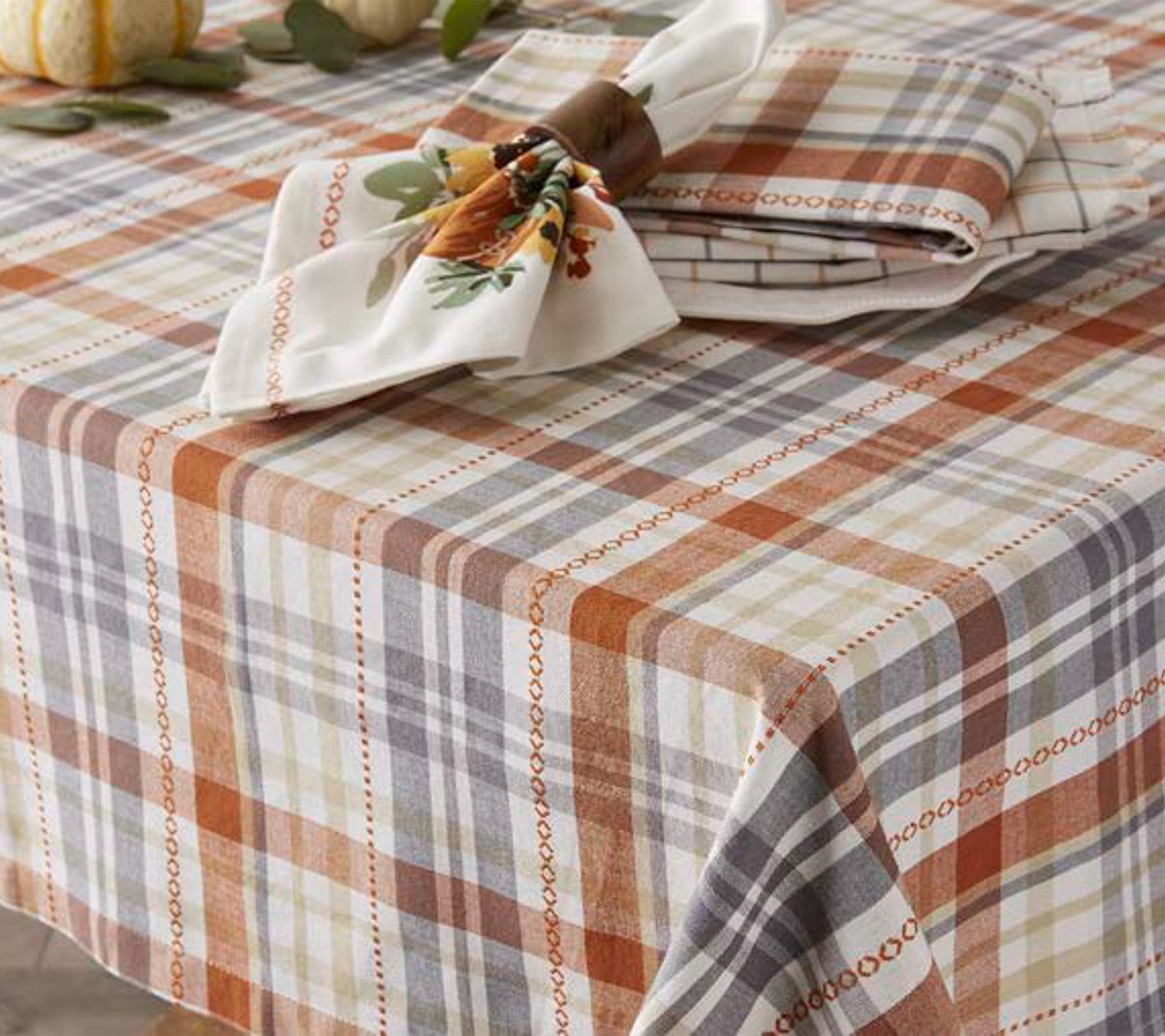 Design Imports Autumn Afternoon Plaid Tablecloth 60"x 84" - QVC.com