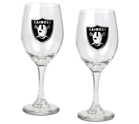 NFL Oakland Raiders Wine Glass Set - QVC.com