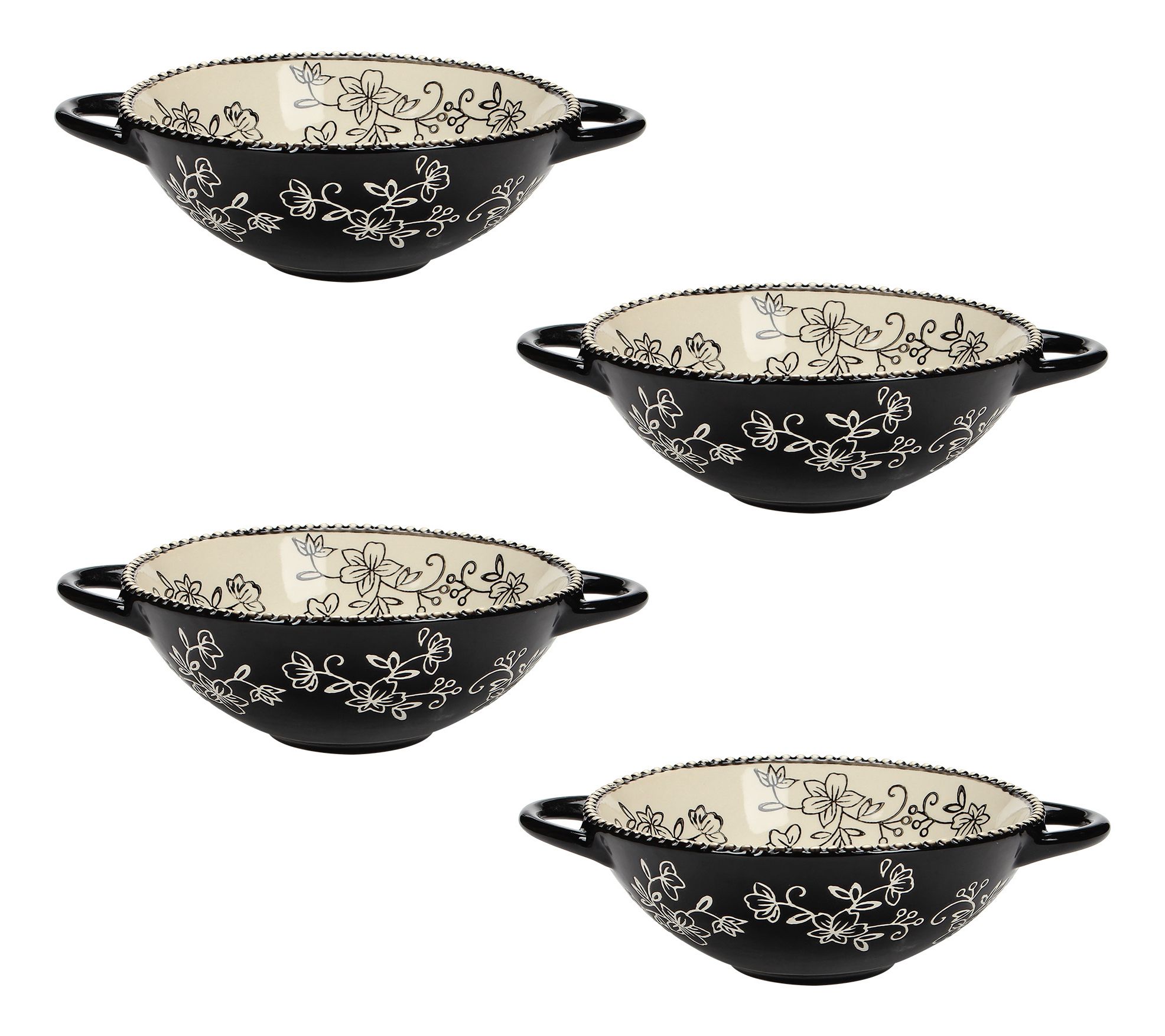 "As Is" Temp- tations Floral Lace Set of 4 20-oz Wok Bowls - QVC.com