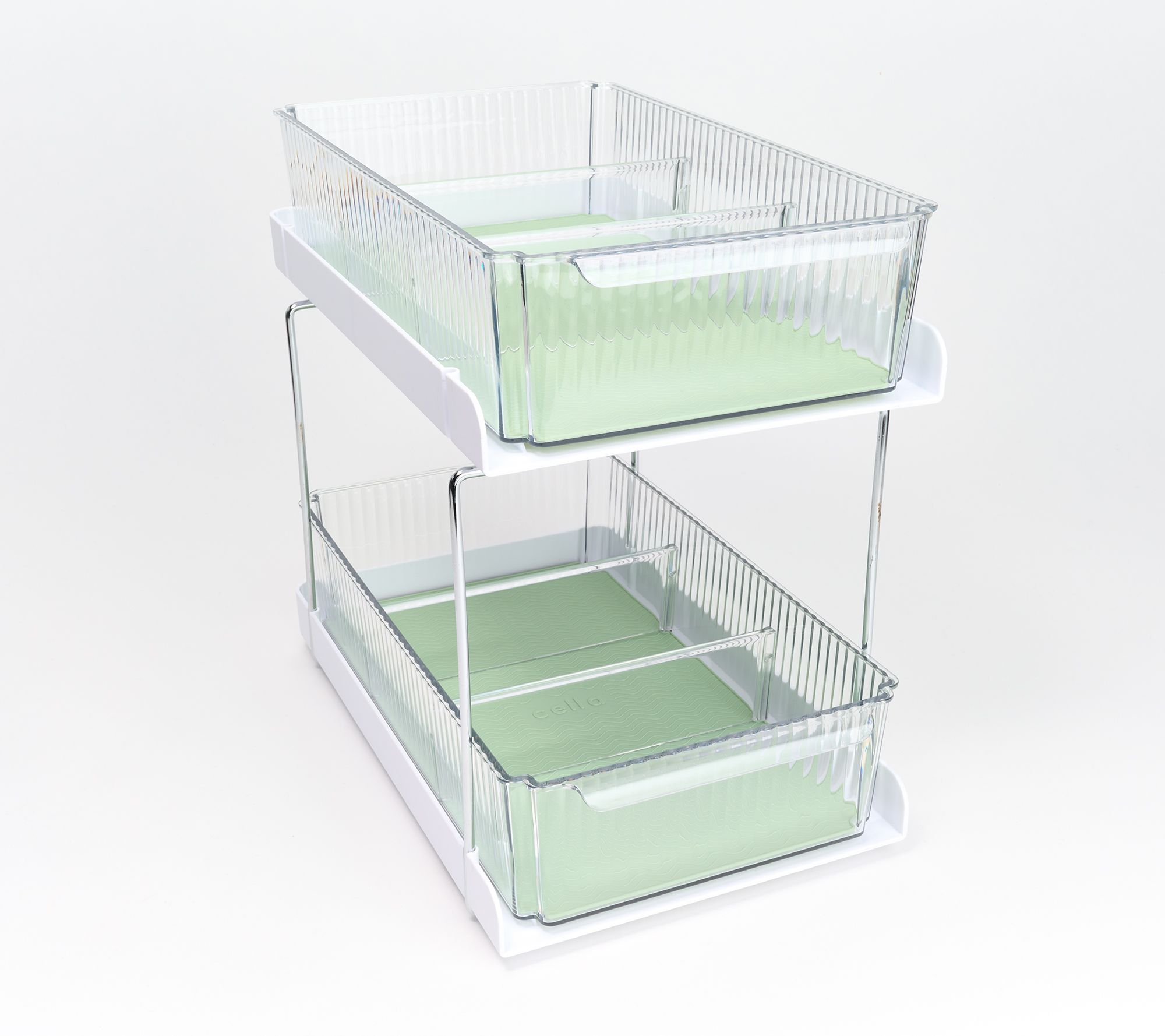 "As Is" Cella Two-Tiered Clear Divided Organizer w/ Liners - QVC.com
