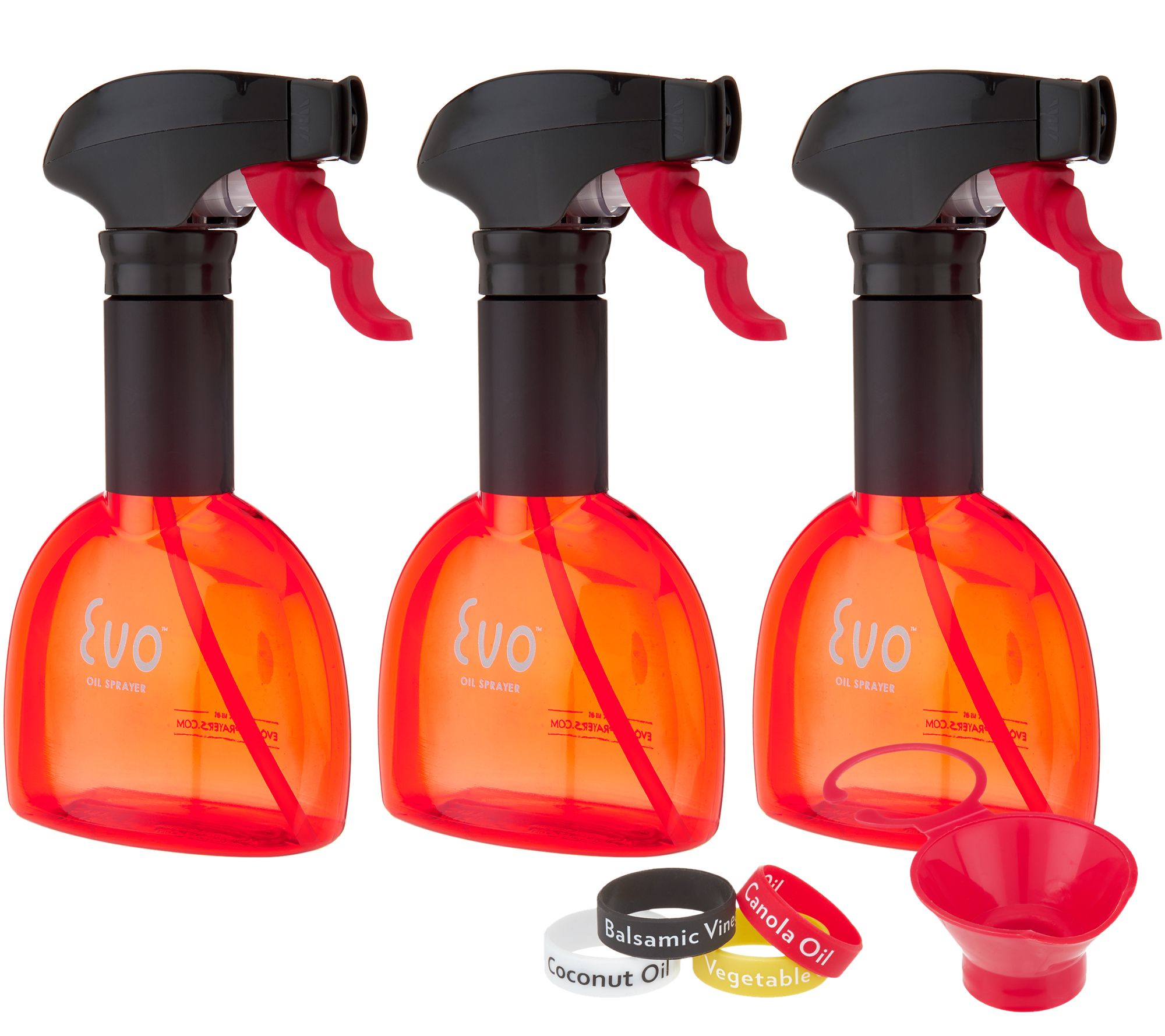 Evo Set of (3) 8-oz Non-Aerosol Oil Sprayers with Funnel - QVC.com