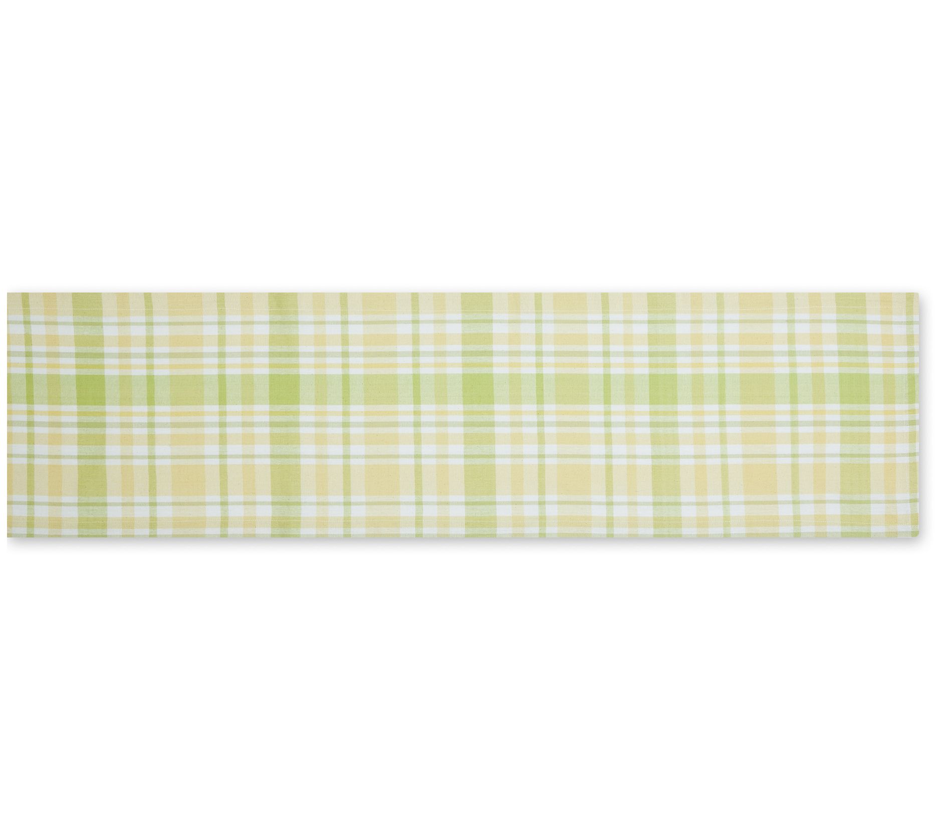Design Imports 14" x 108" Lemon Bliss Plaid Tab le Runner - QVC.com