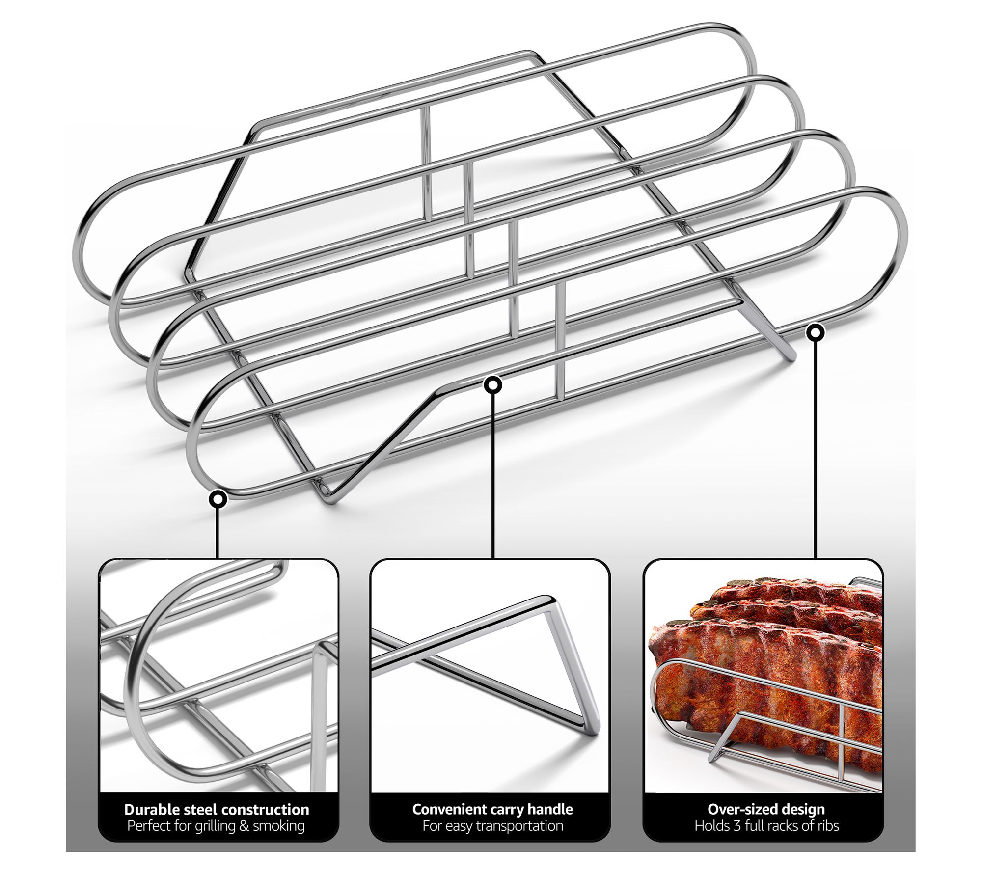 Sorbus Non-Stick XL Rib Rack - Holds 3 Full RibRacks - QVC.com