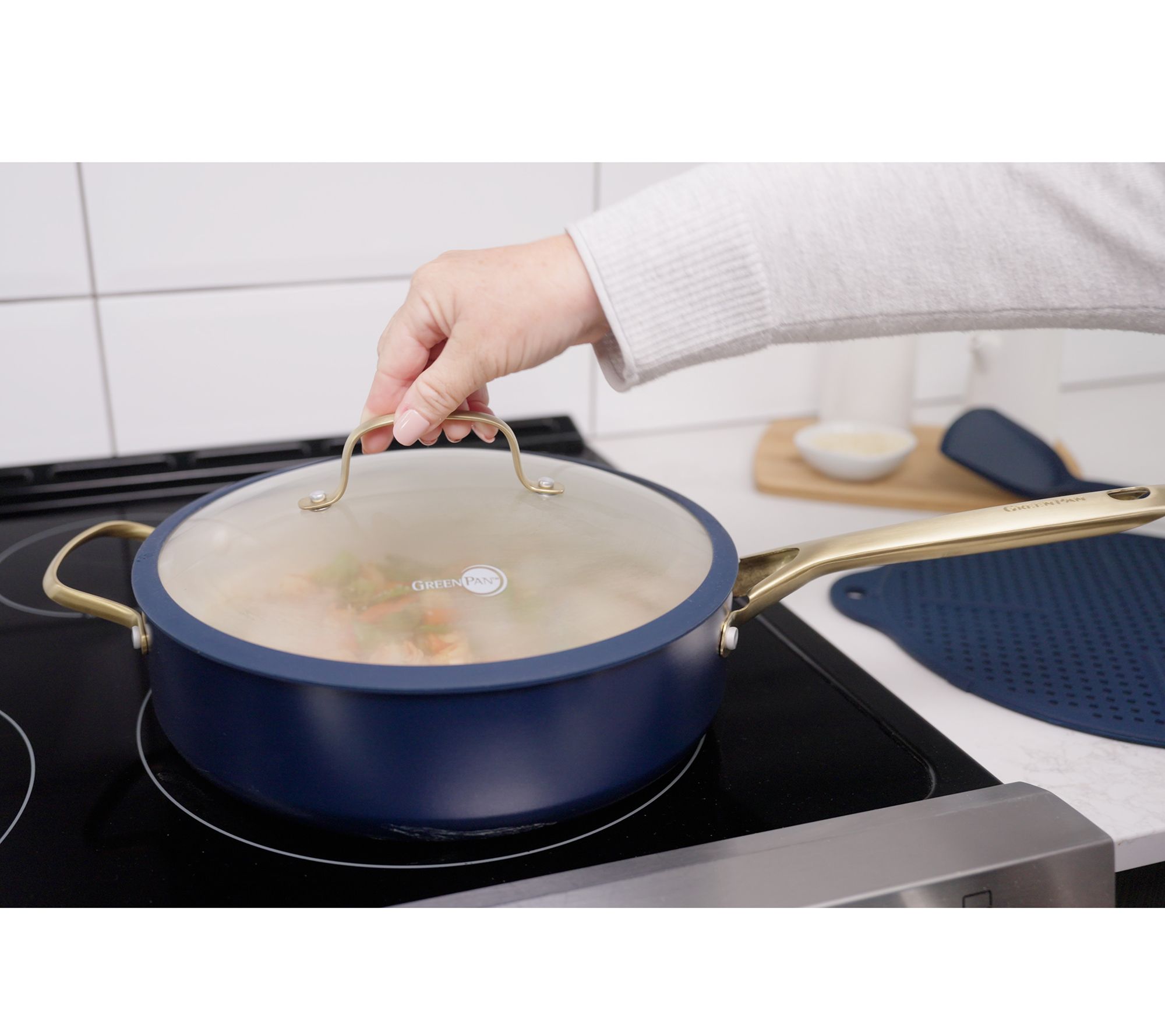 GreenPan Savour Ceramic Nonstick 5-qt All-in-One Pan w/ Glass Lid - QVC.com