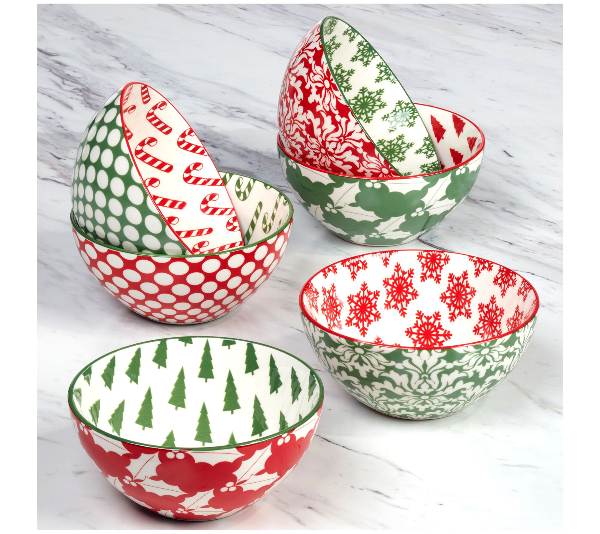 Certified Int'l Winter Medley S/6 Assorted Al l Purpose Bowls - QVC.com