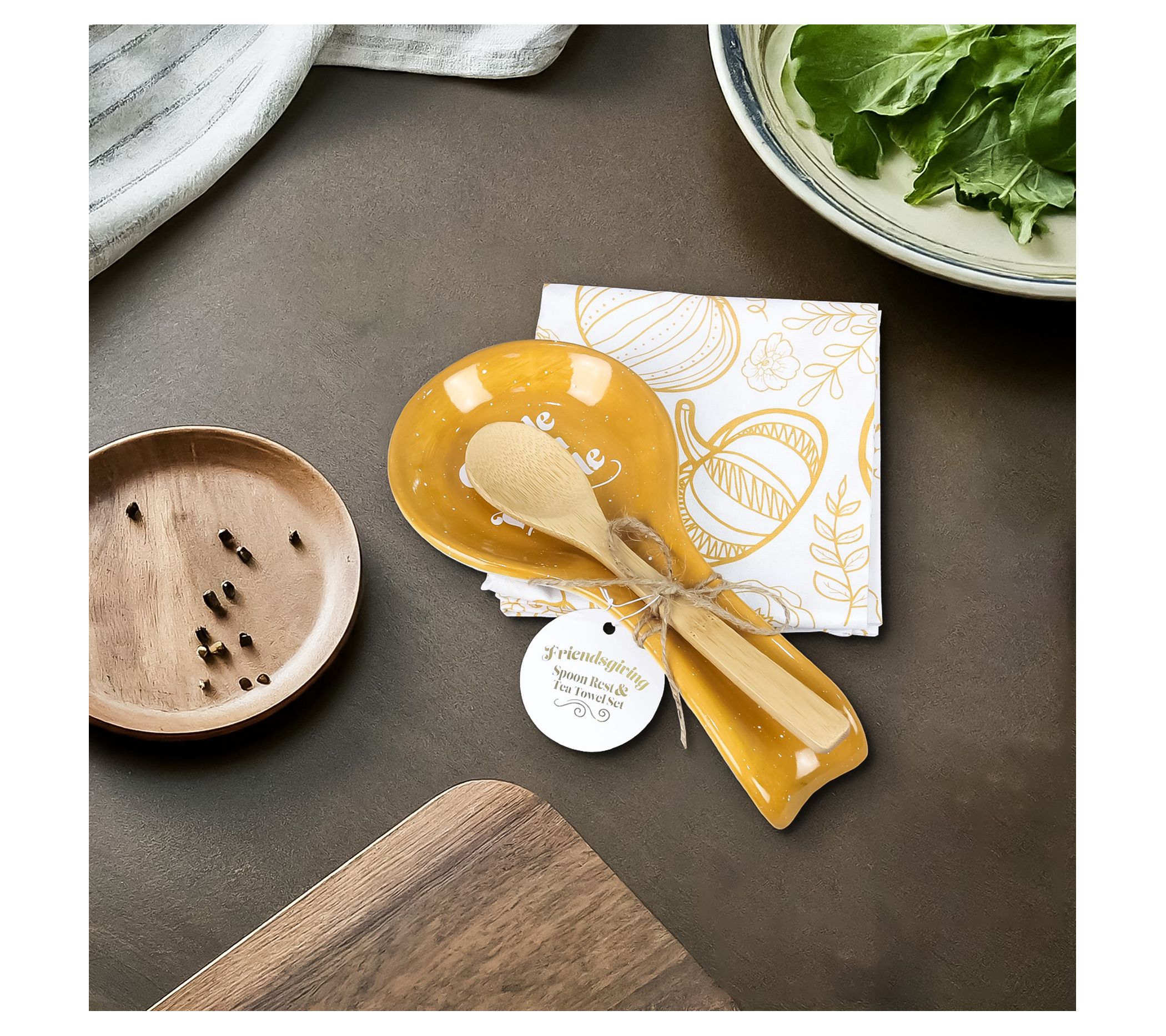 Young's Ceramic Fall Spoon Rest & Spoon Set, Set of 3 - QVC.com