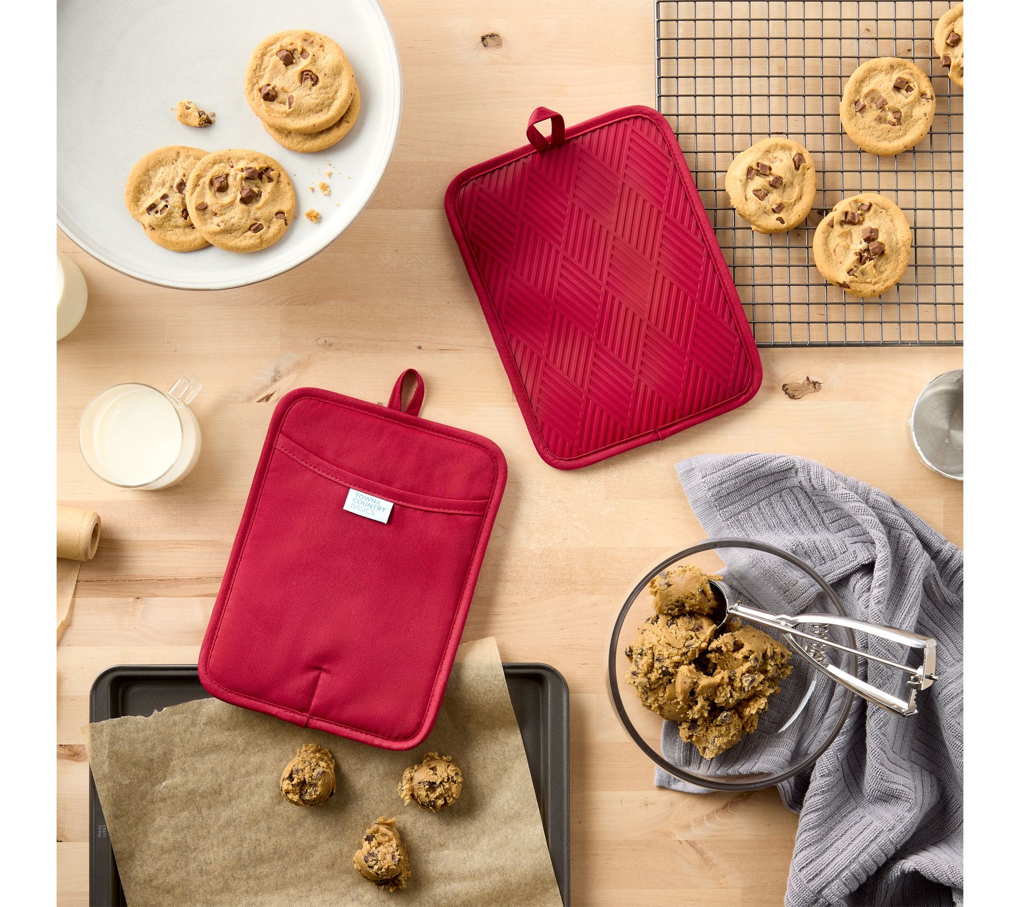 Town & Country Basics Basketweave Pot Holders 2-Pack Set - QVC.com