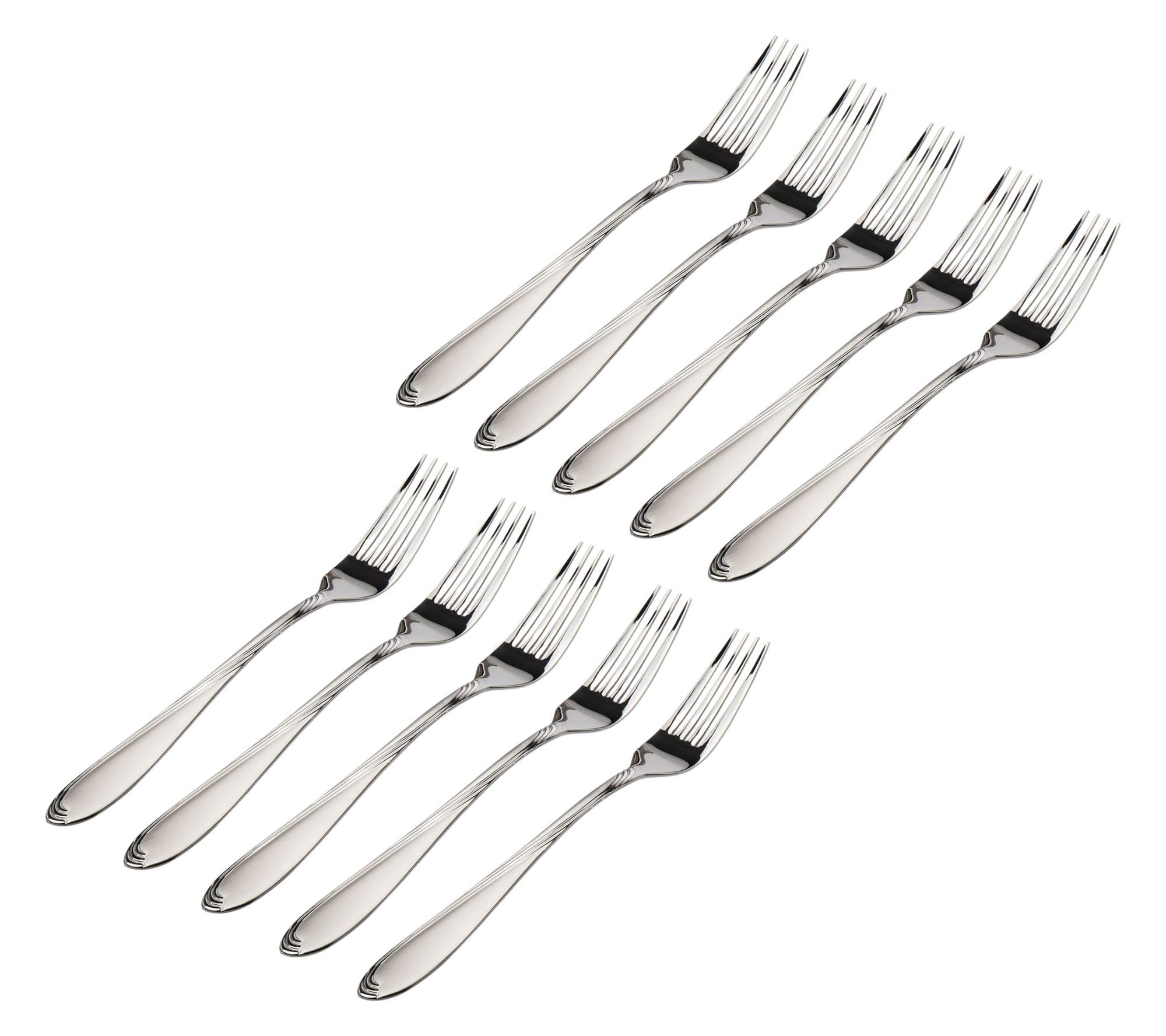 Godinger Set of 10 Wave Sandblast 18/0 SS Dinner Forks - QVC.com