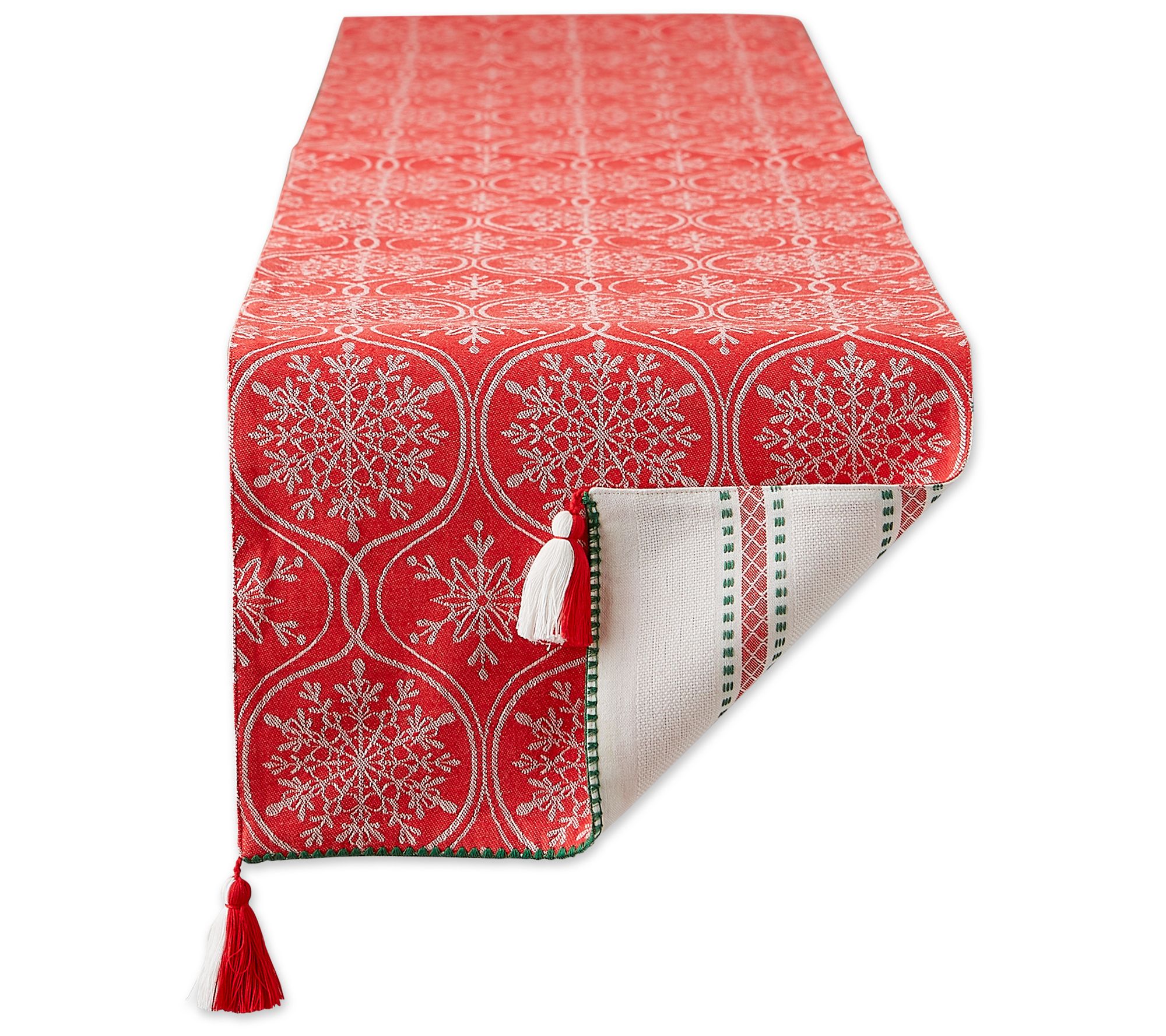 Design Imports Joyful Snowflak es Reversible T able Runner 14x - QVC.com
