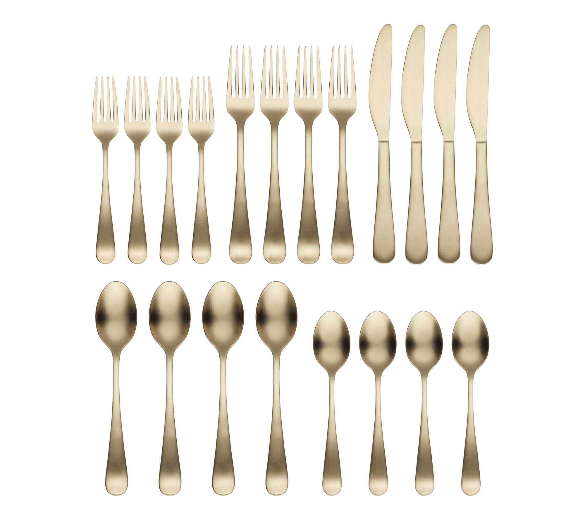 Cambridge Rhiannon Champagne Satin 20-Piece Flatware Set - QVC.com
