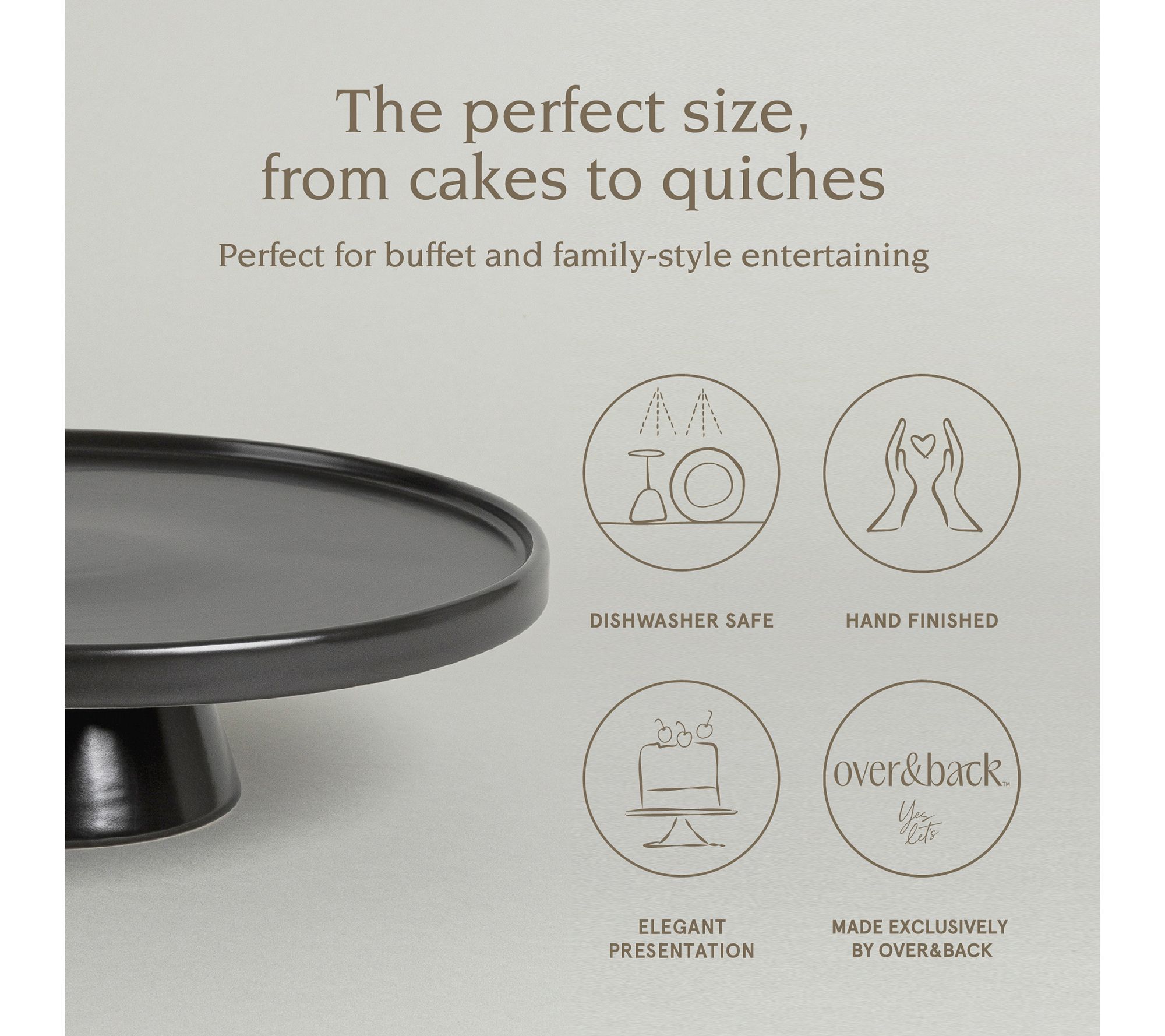 over&back Semi-Matte Stoneware 11.1" D x 3" H Round Cake Stand - QVC.com