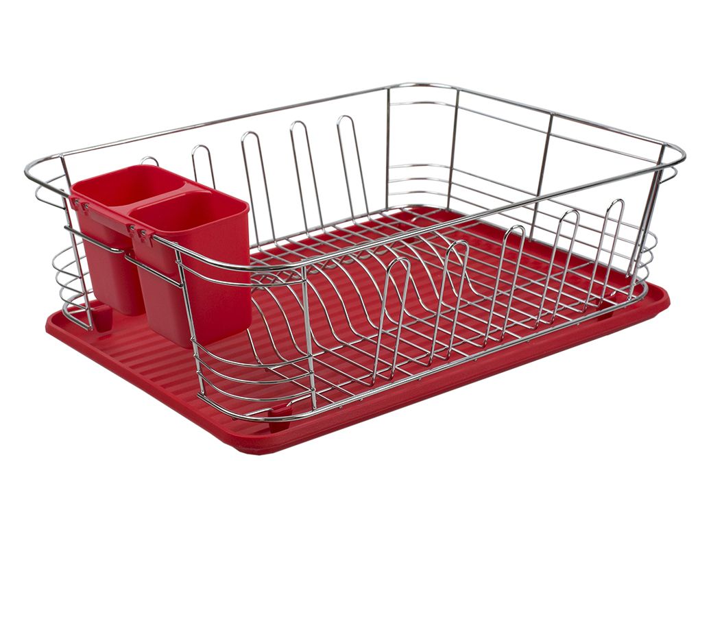 Home Basics 3-Piece Chrome Steel and Vinyl Dish Rack - QVC.com