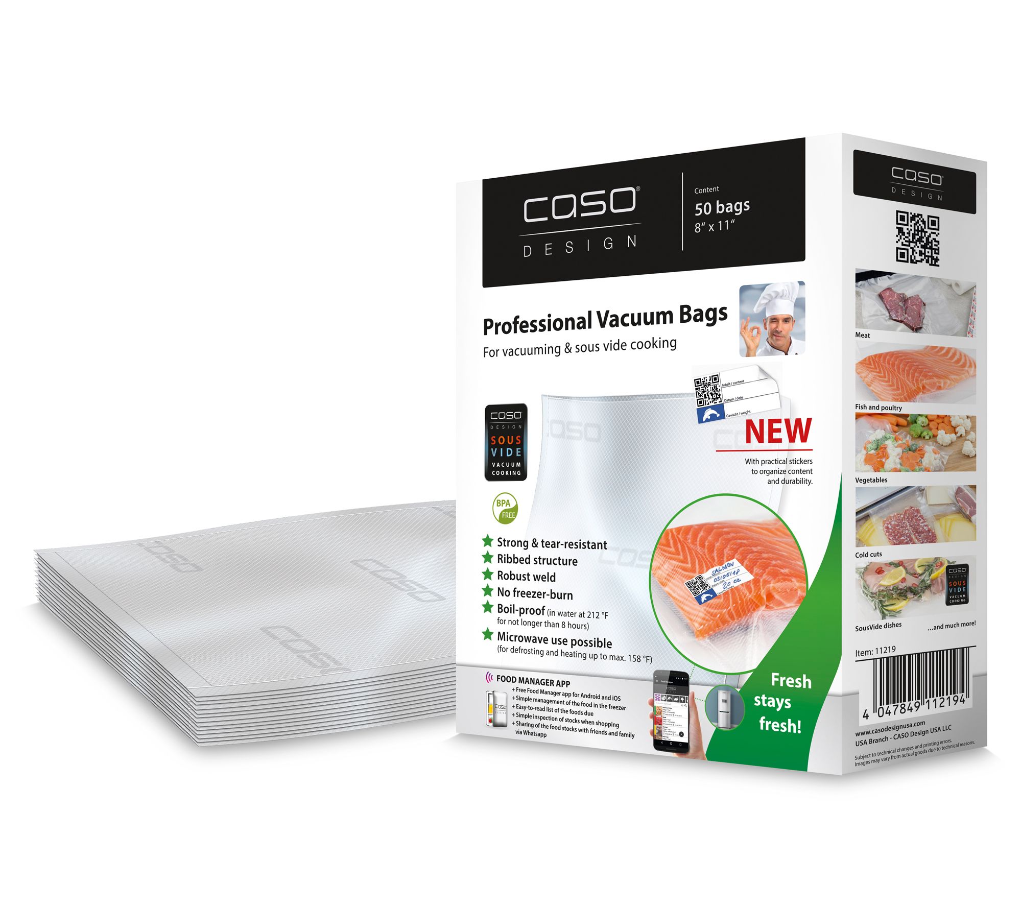 Caso Design Professional 8" x 11" Vacuum Bags,50 Count - QVC.com