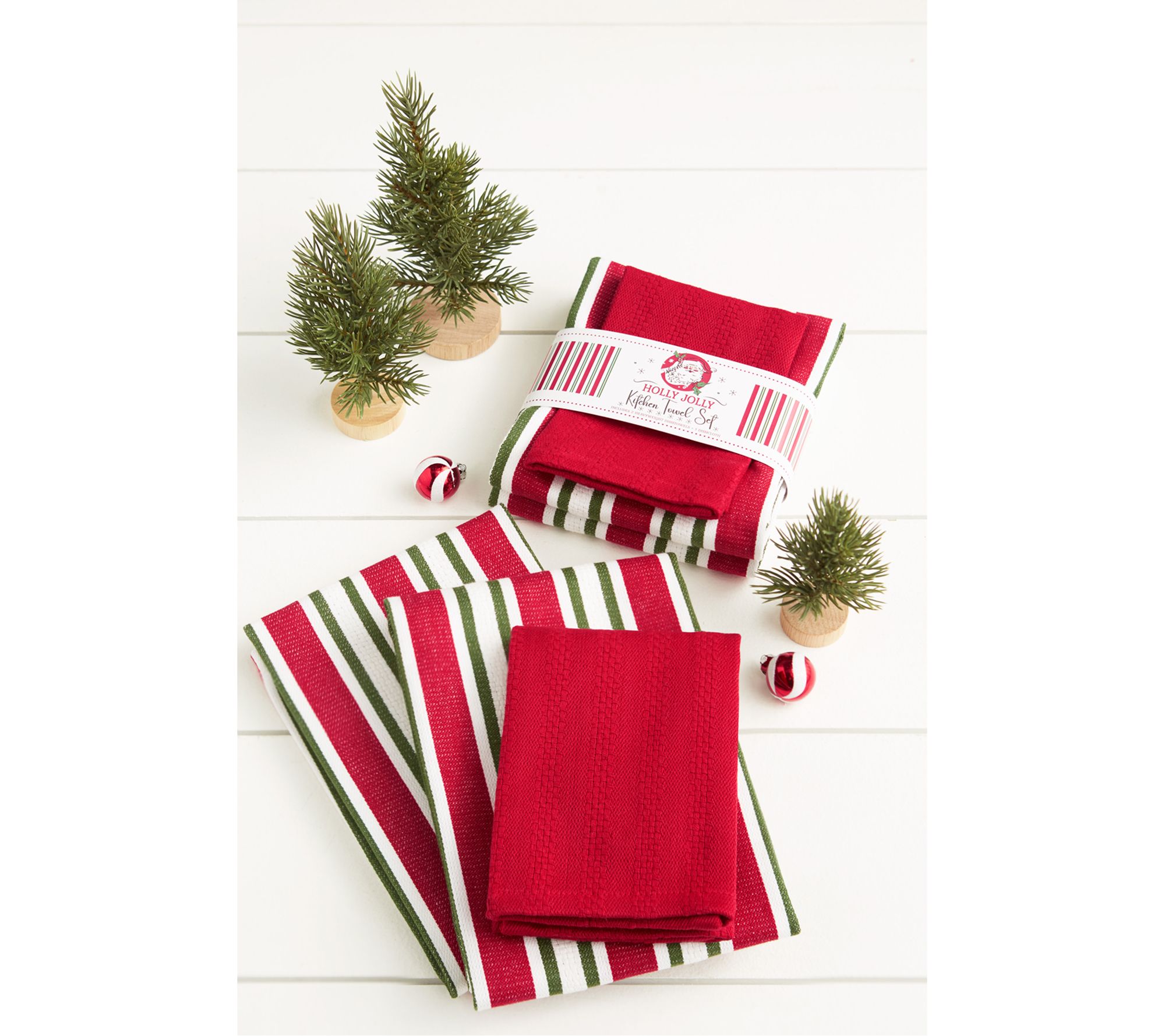 Design Imports Set of 3 Holly Jolly Kitchen Towels & Dishcloth - QVC.com