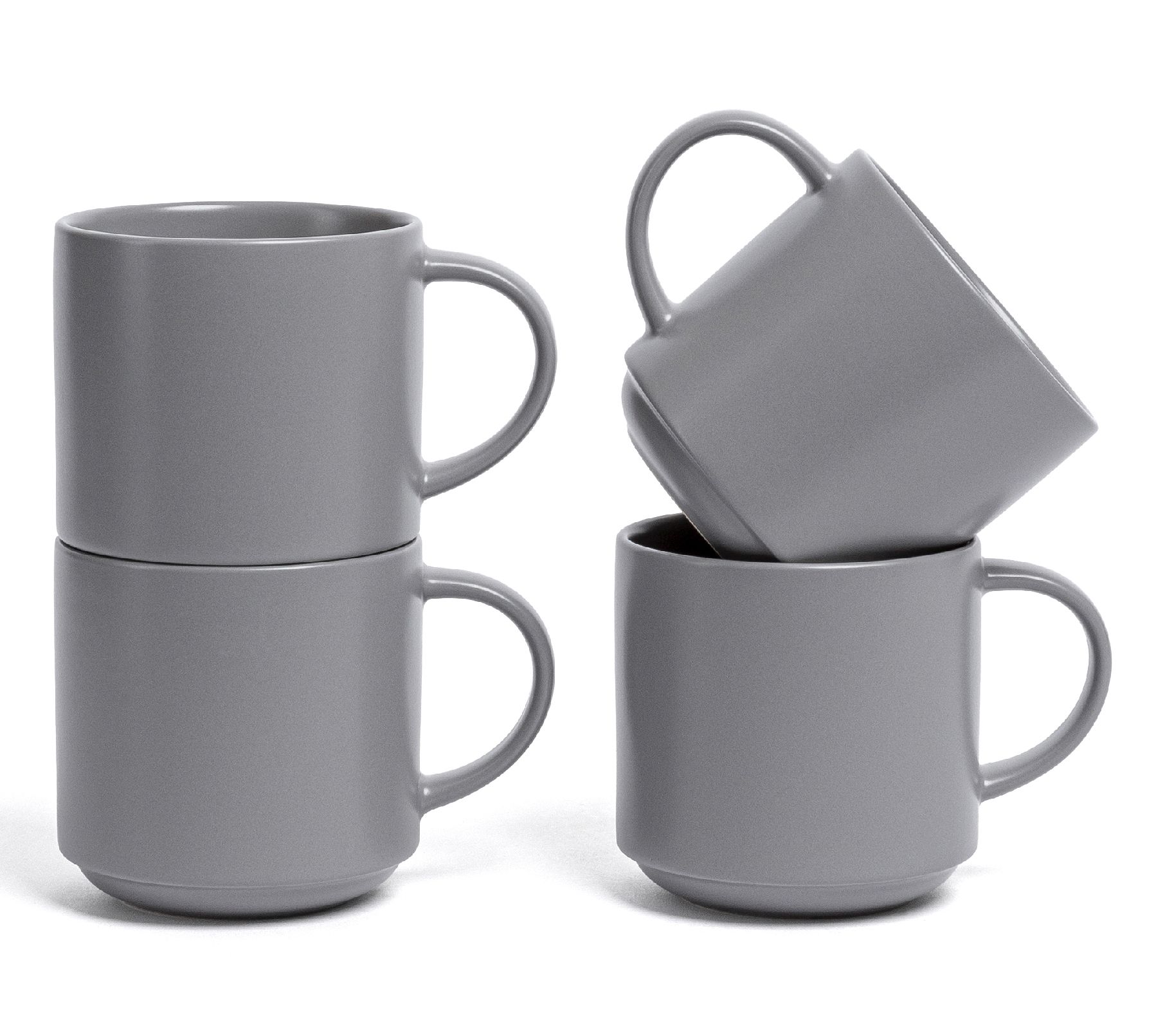 over&back Stackable 14oz Semi-Matte Stoneware Mugs, Set of 4 - QVC.com