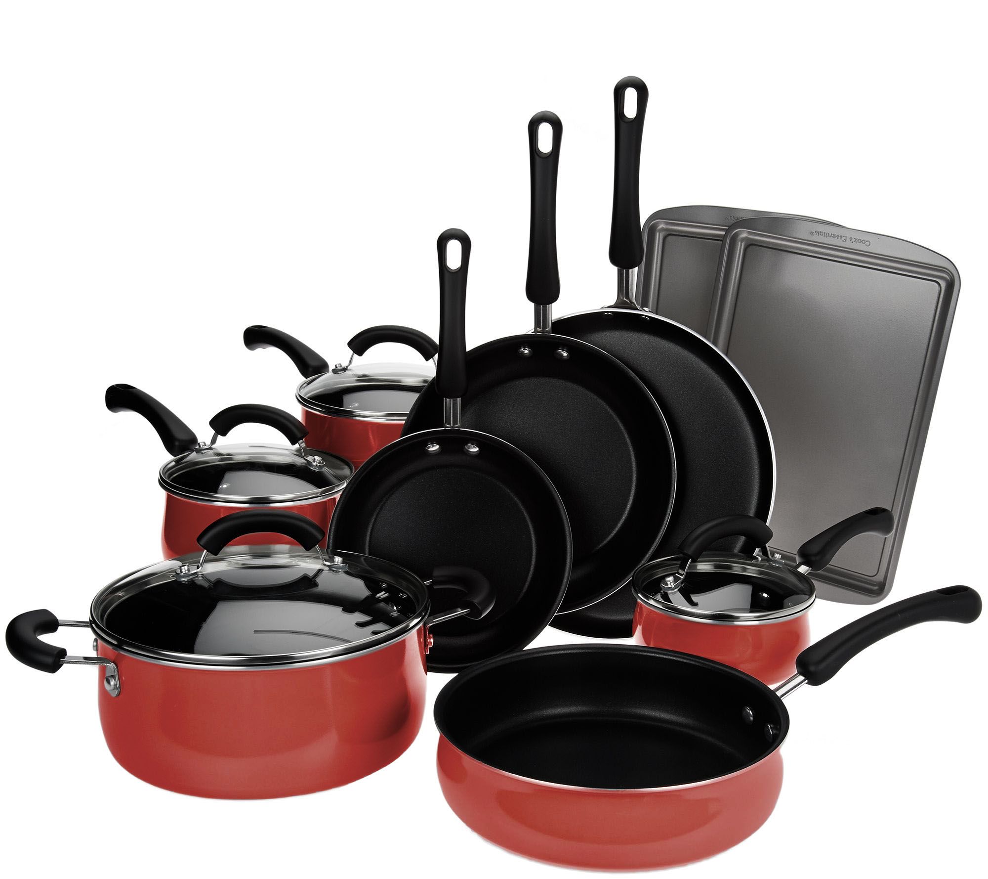 CooksEssentials Belly Shape 14pc Porcelain Enamel Cookware Set - QVC.com