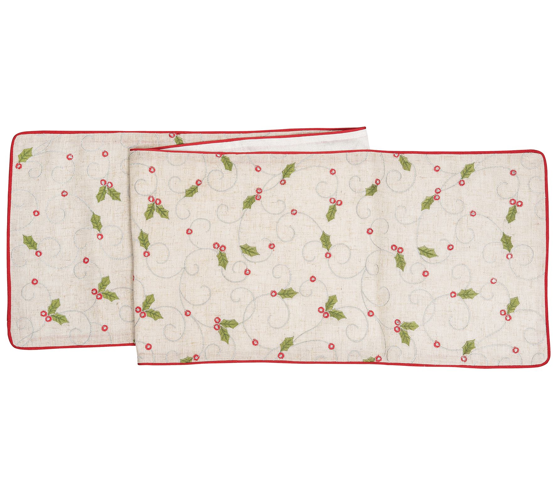 C&F Home 14" x 68" Holly Embroidered Table Runner - QVC.com