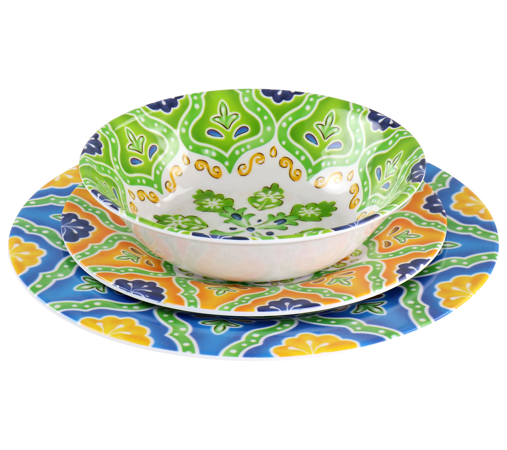 Elama Stapanya 12-Piece Melamine Dinnerware Set - QVC.com