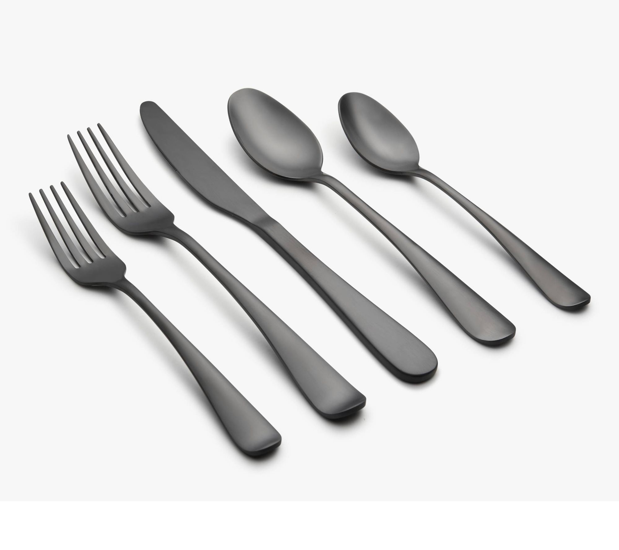 Cambridge Rhiannon Black Satin 45-Piece Flatware Set - QVC.com