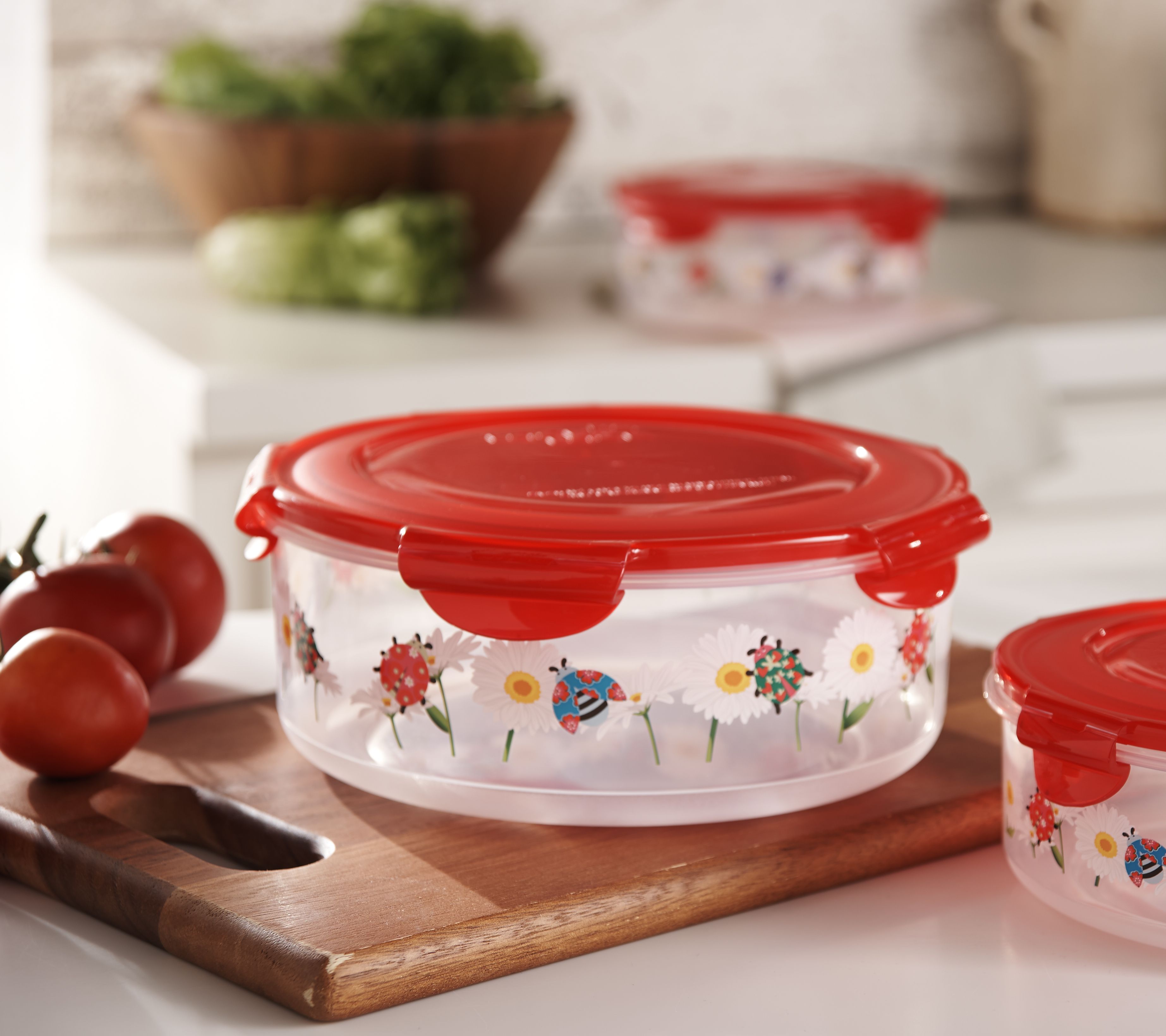 Lock & Lock 3pc Round Canister Set w/ Ladybug Print - QVC.com