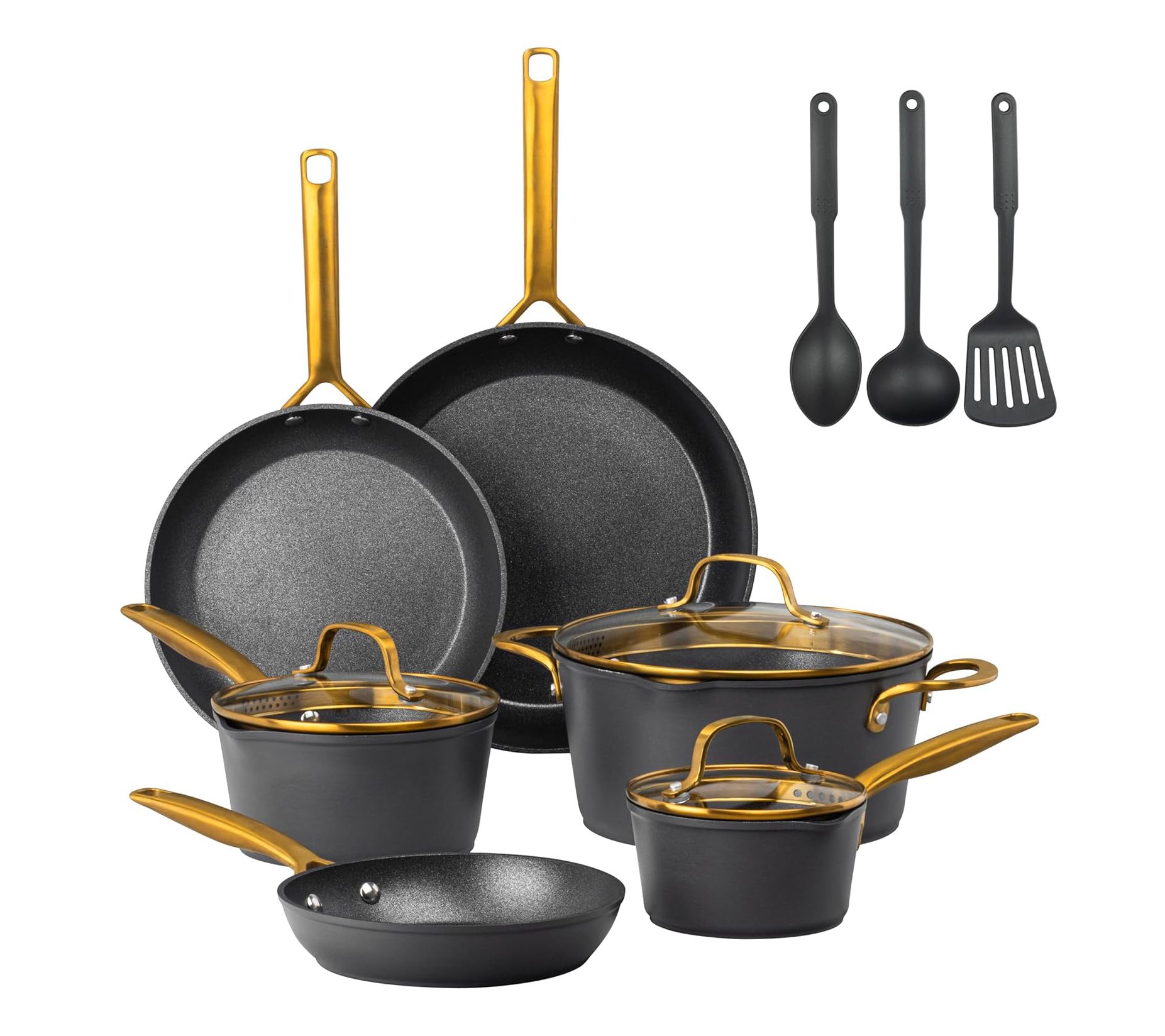 Granitestone Armor Max Gold 14 Piece Nonstick Cokware Set - QVC.com
