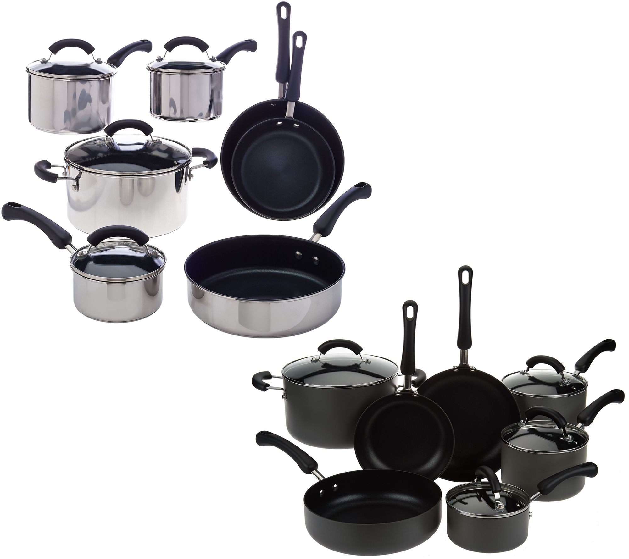 CooksEssentials 11-piece Hard Anodized or Stainless Steel Cookware Set ...