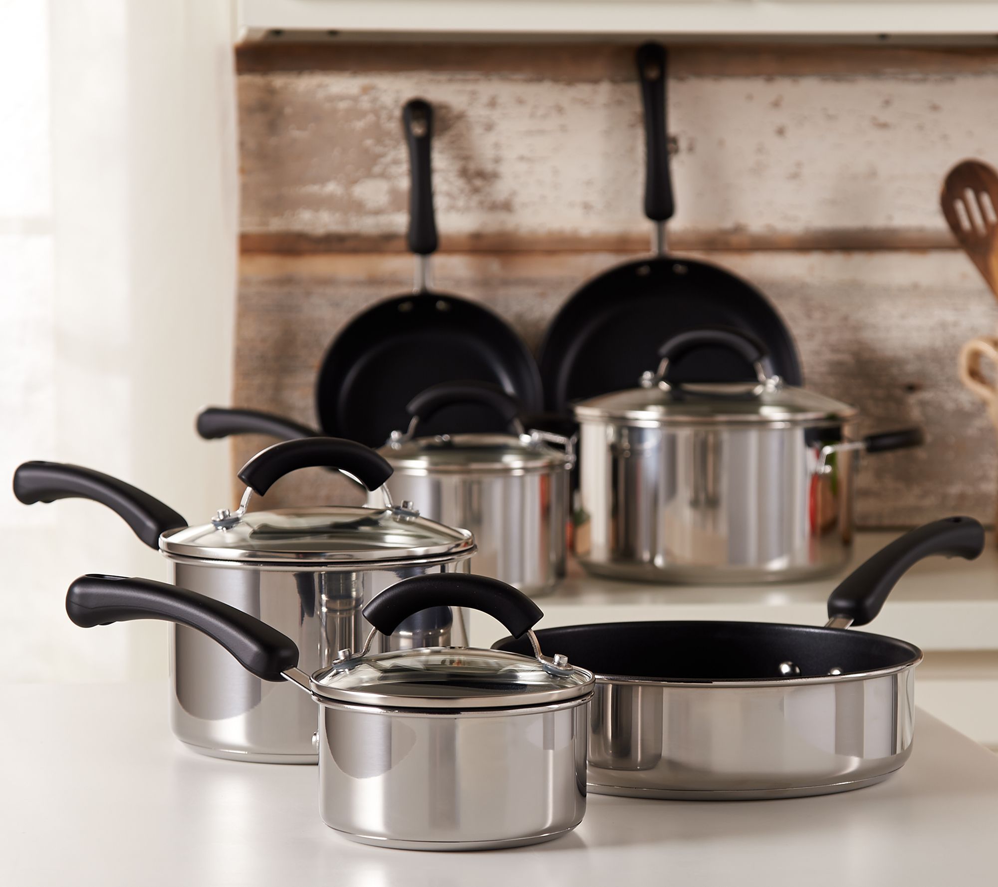 CooksEssentials 11-piece Hard Anodized or Stainless Steel Cookware Set ...