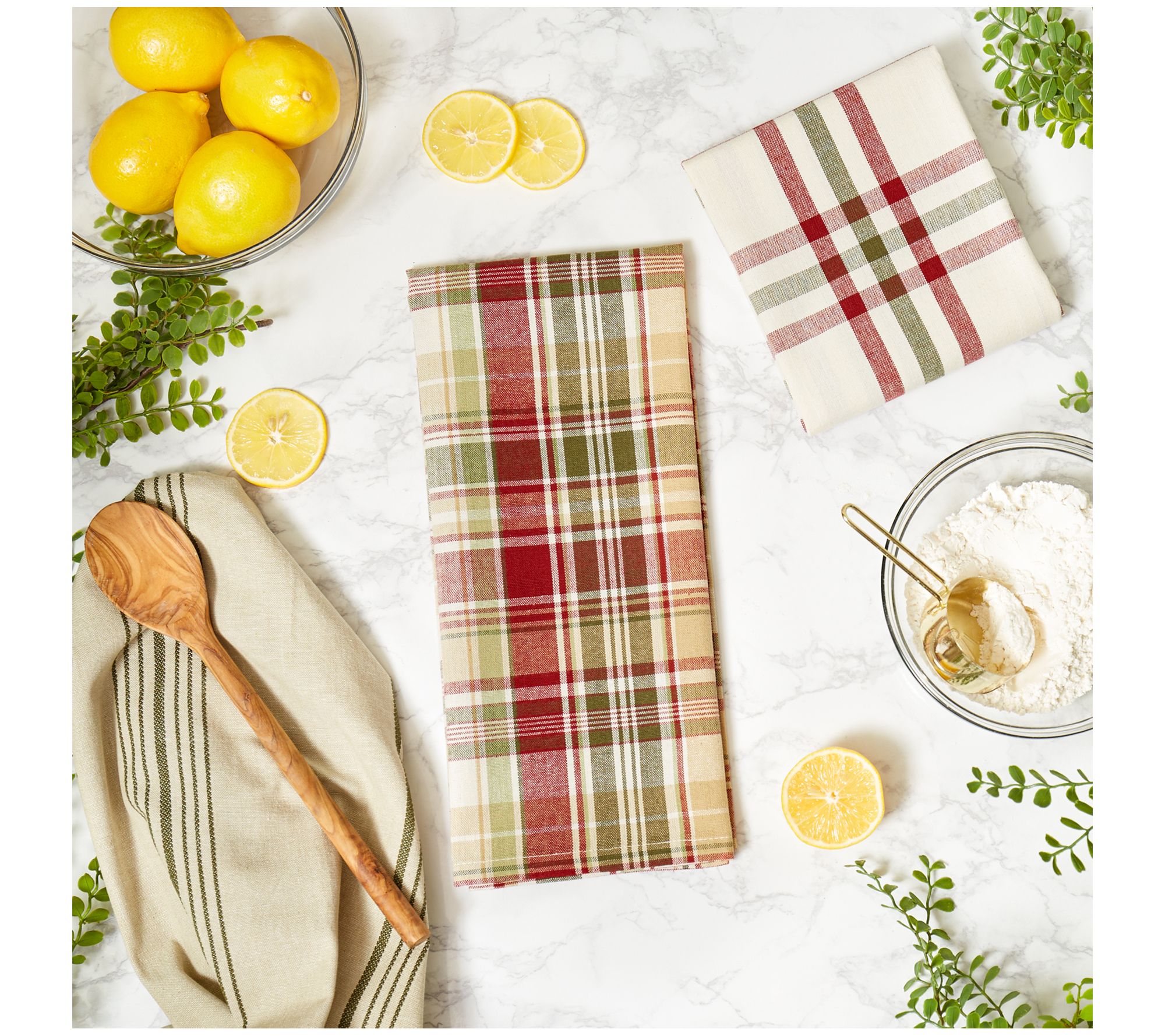 Design Imports Set of 3 Give Thanks Plaid Kitchen Towel - QVC.com