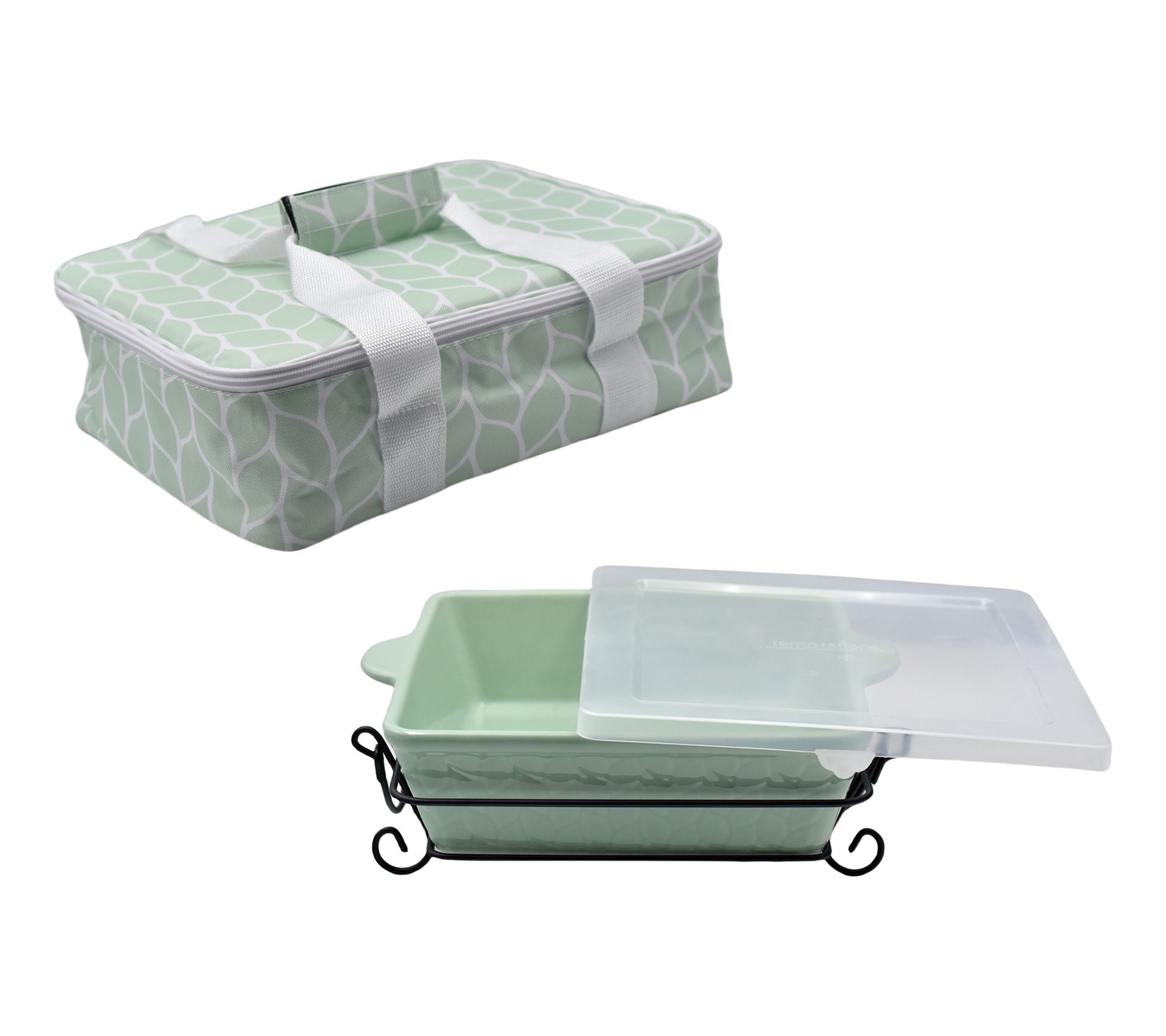 Temp-tations Carved Willow Bake & Take 9"x9" Baker with Tote Bag - QVC.com