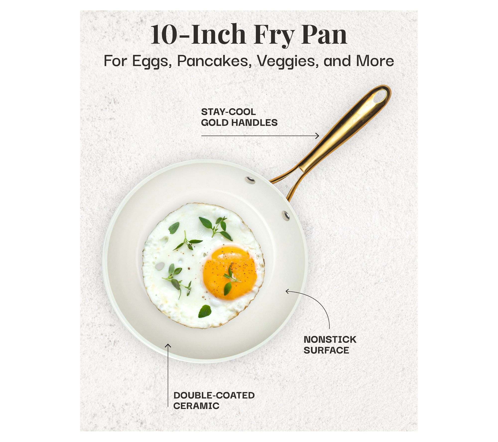 Gotham Steel Cream 10'' Nonstick Fry Pan with Gld Handles - QVC.com