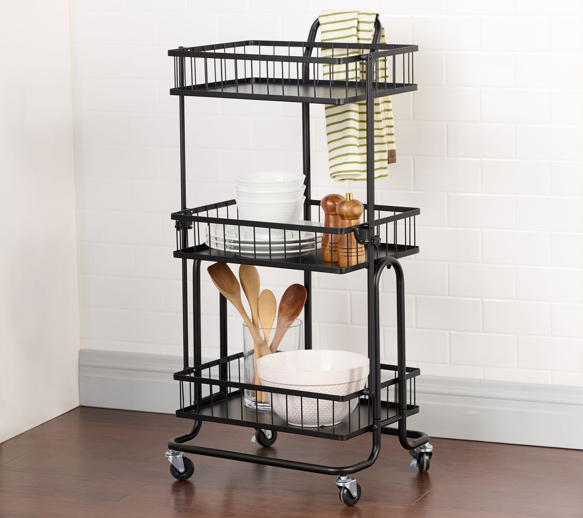 Cella 3-Tier 3-in-1 Kitchen Rolling Cart - QVC.com