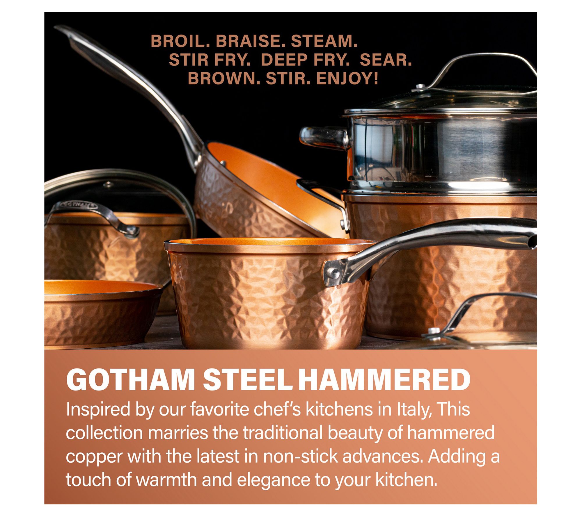 Gotham Steel Hammered 14" Nonstick Family Fry Pan with Lid - QVC.com