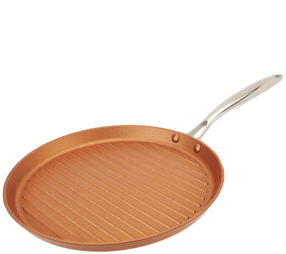 "As Is" Cooks Essentials 12" Lightweight Cast Iron Round Grill Pan ...