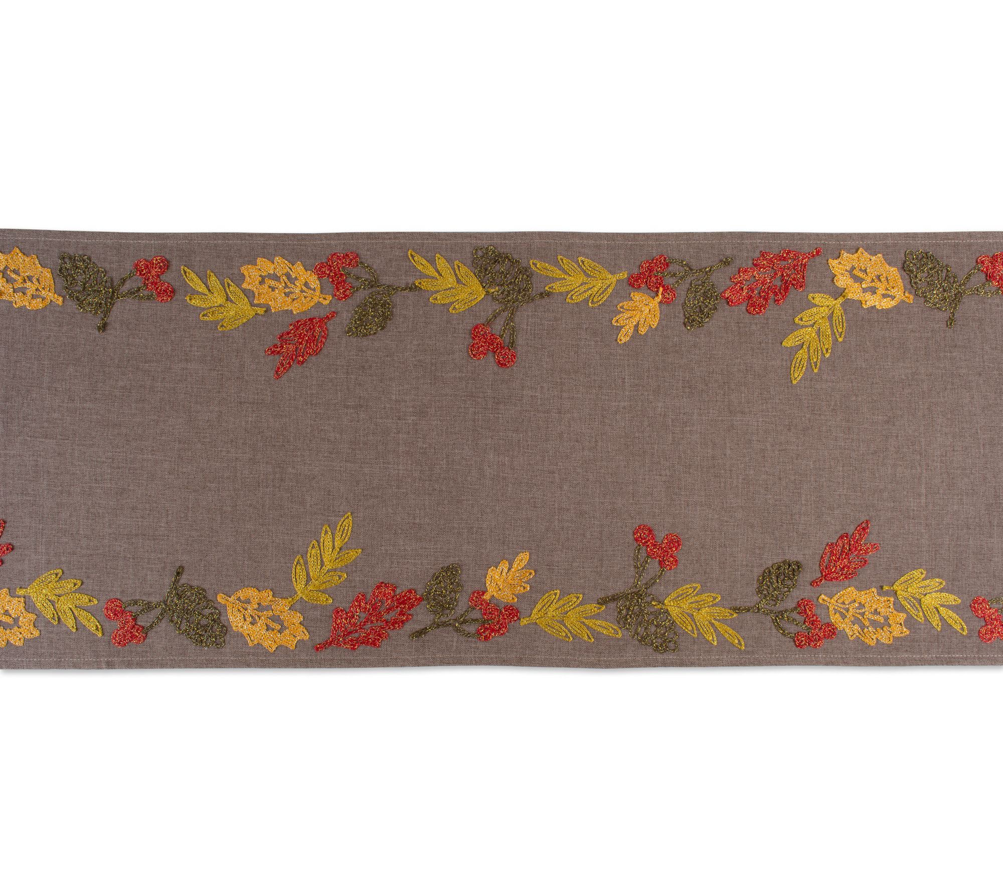 Design Imports 14" x 108" Shimmering Leaves Tabe Runner - QVC.com