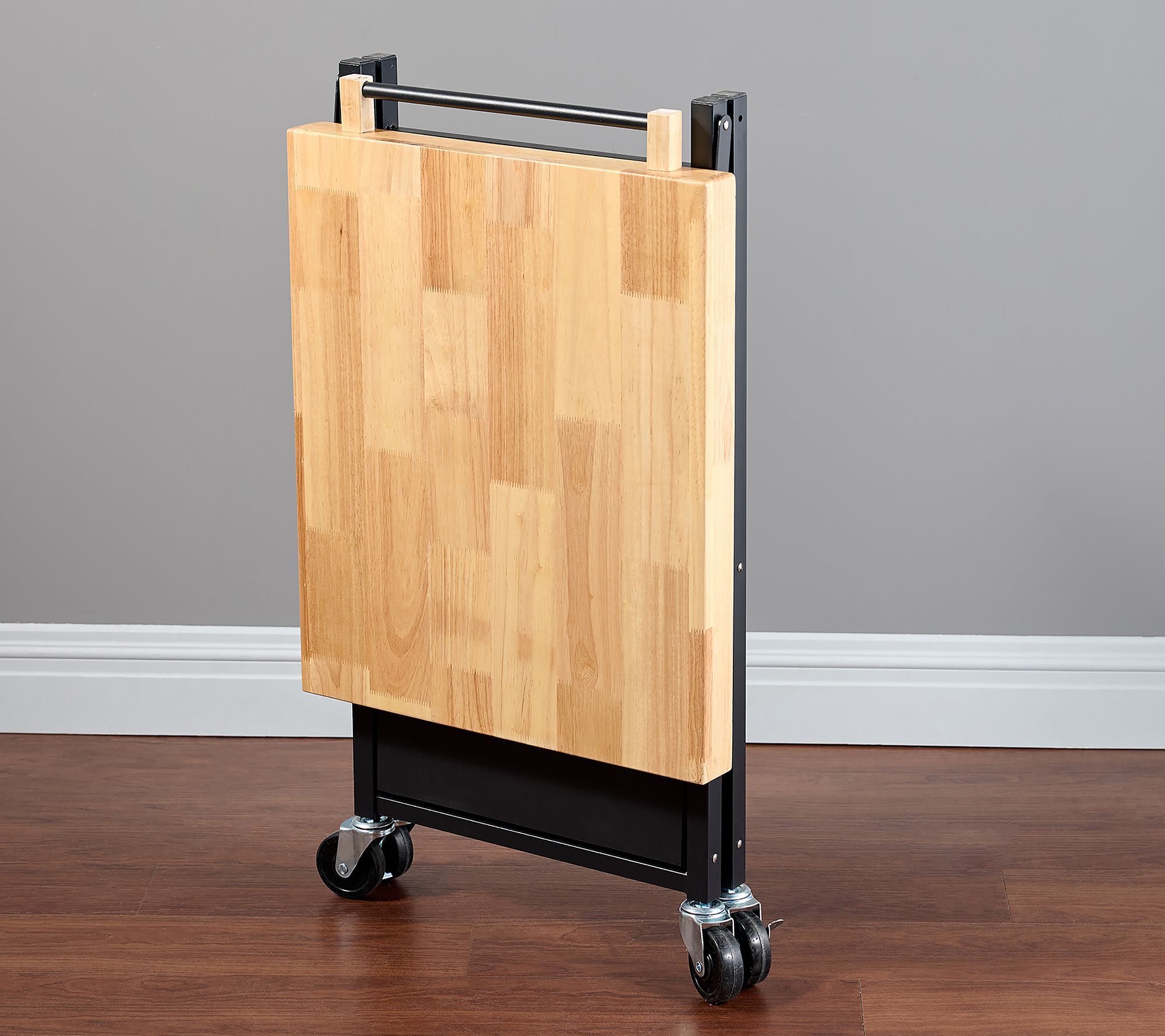 "As Is" Cella 3-Tier Oak Wood Collapsible Rolling Kitchen Cart - QVC.com