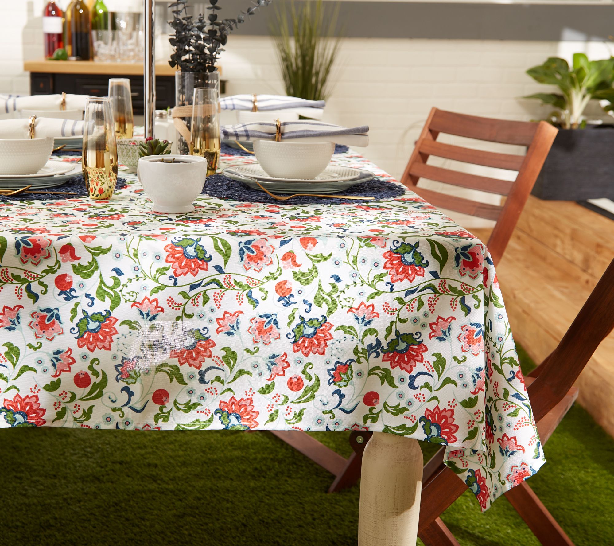 Design Imports 60" x 120" Garden Floral Outdoor Tablecloth - QVC.com