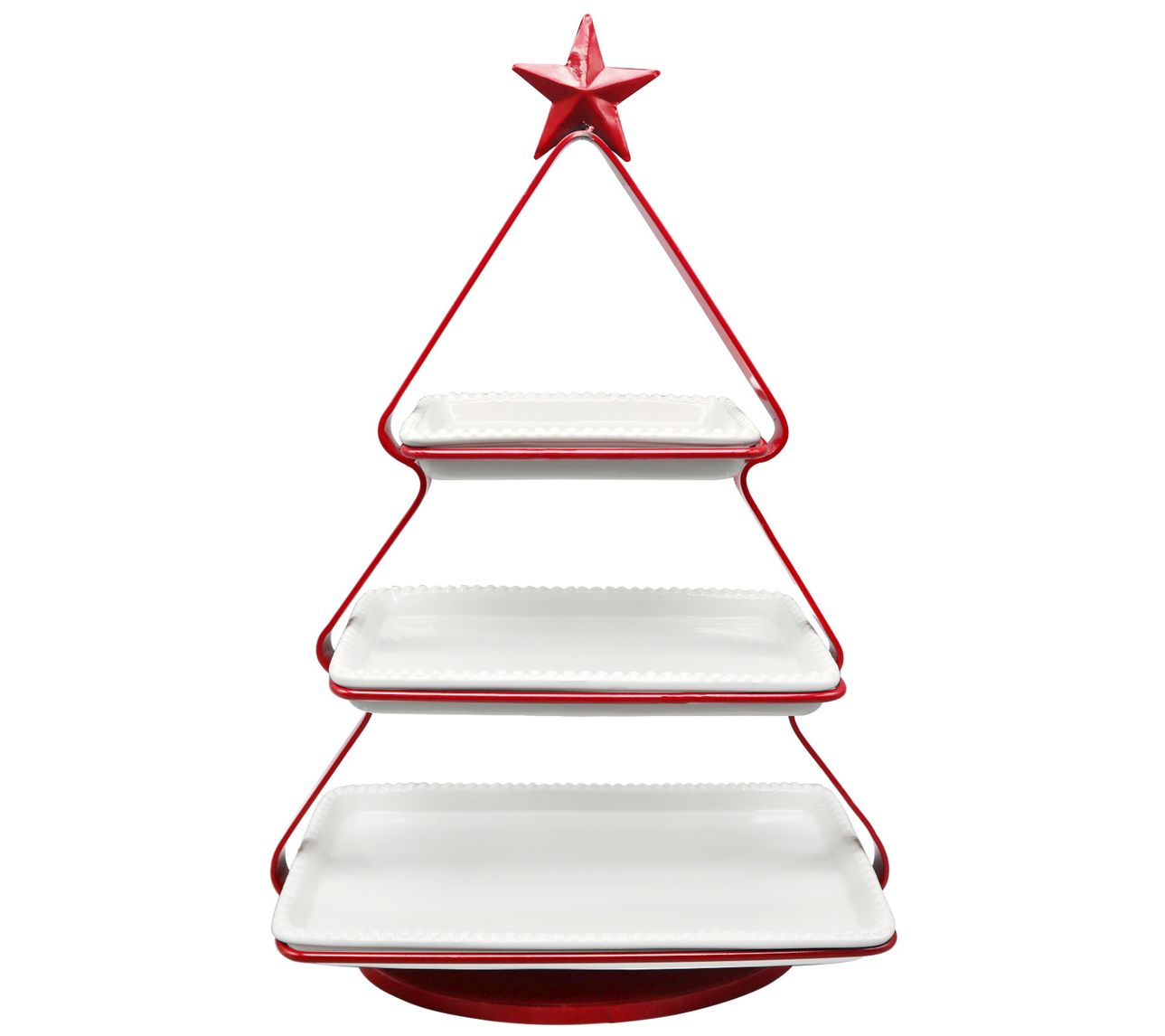 Godinger 3 Tier Christmas Tree Server with RedFrame - QVC.com